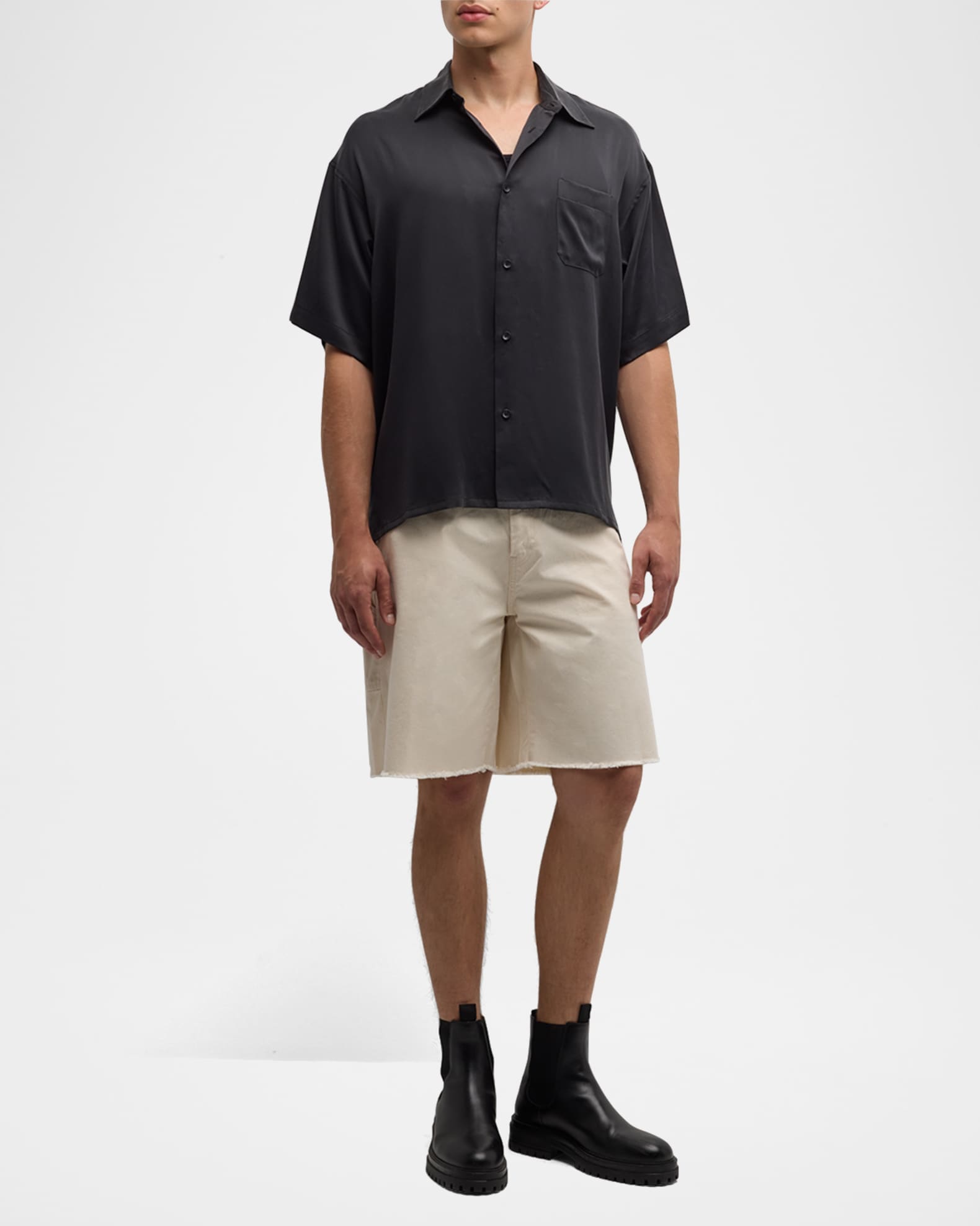 John Elliott Men's Cutoff Canvas Work Shorts | Neiman Marcus