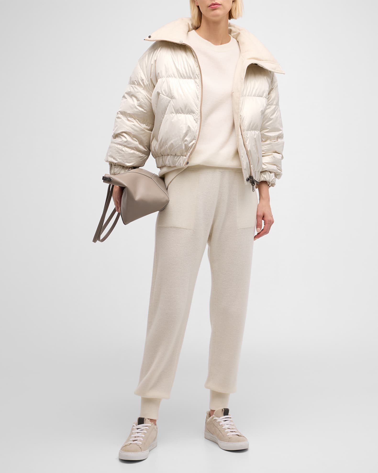 Brunello Cucinelli Solomeo Crest Cashmere Pique Knit Sweater | Neiman ...