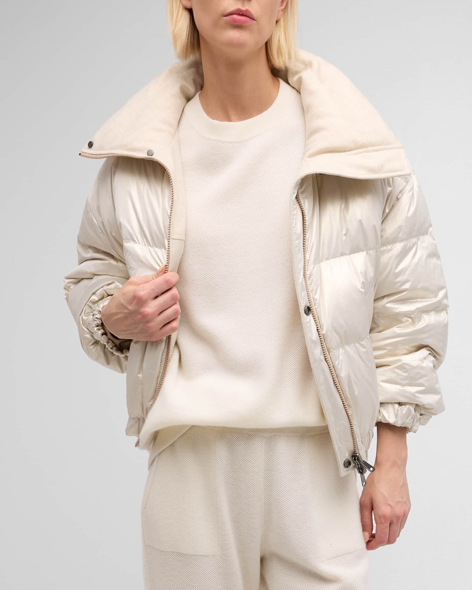 Brunello Cucinelli Solomeo Crest Cashmere Pique Knit Sweater | Neiman ...