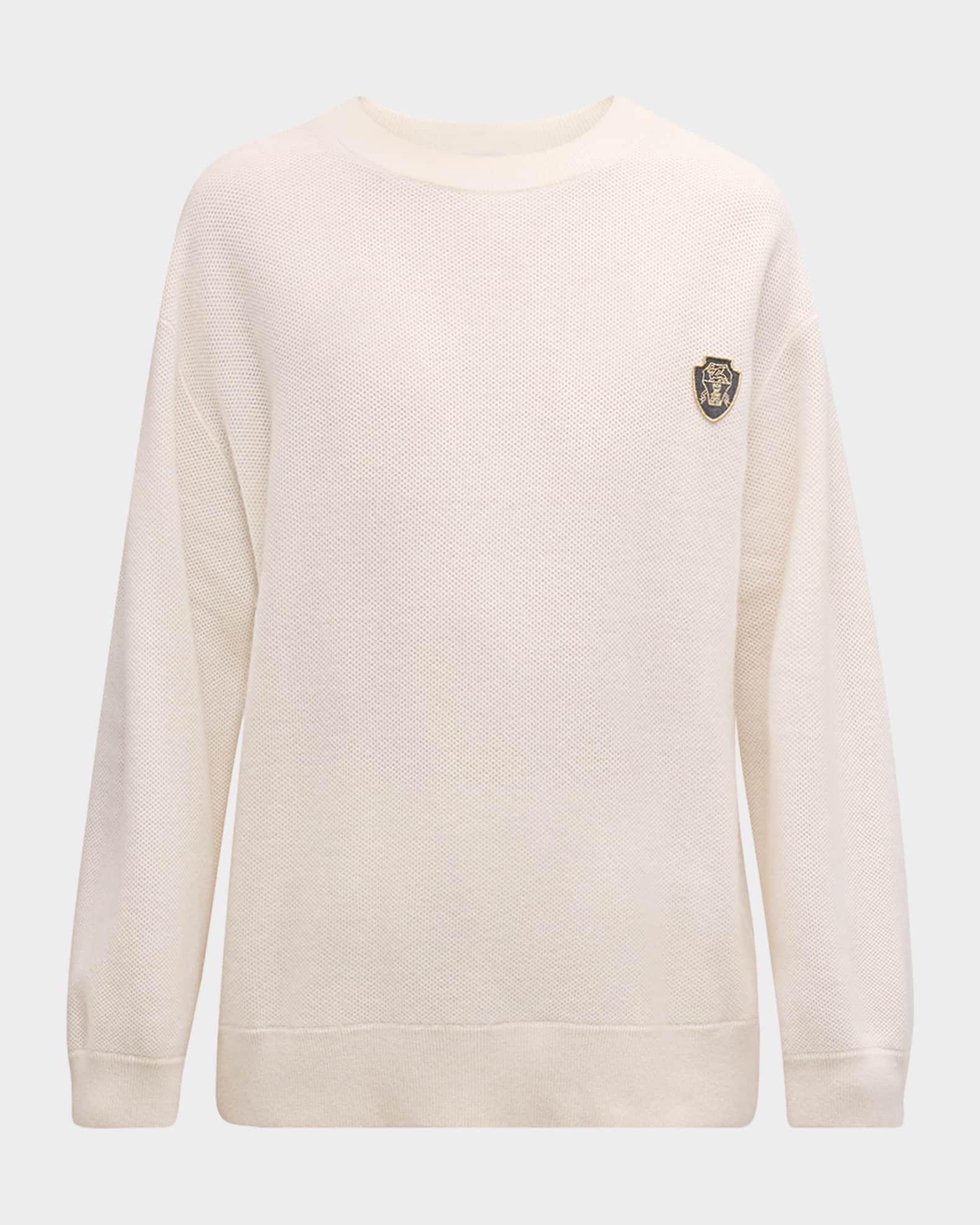 Brunello Cucinelli Solomeo Crest Cashmere Pique Knit Sweater | Neiman ...