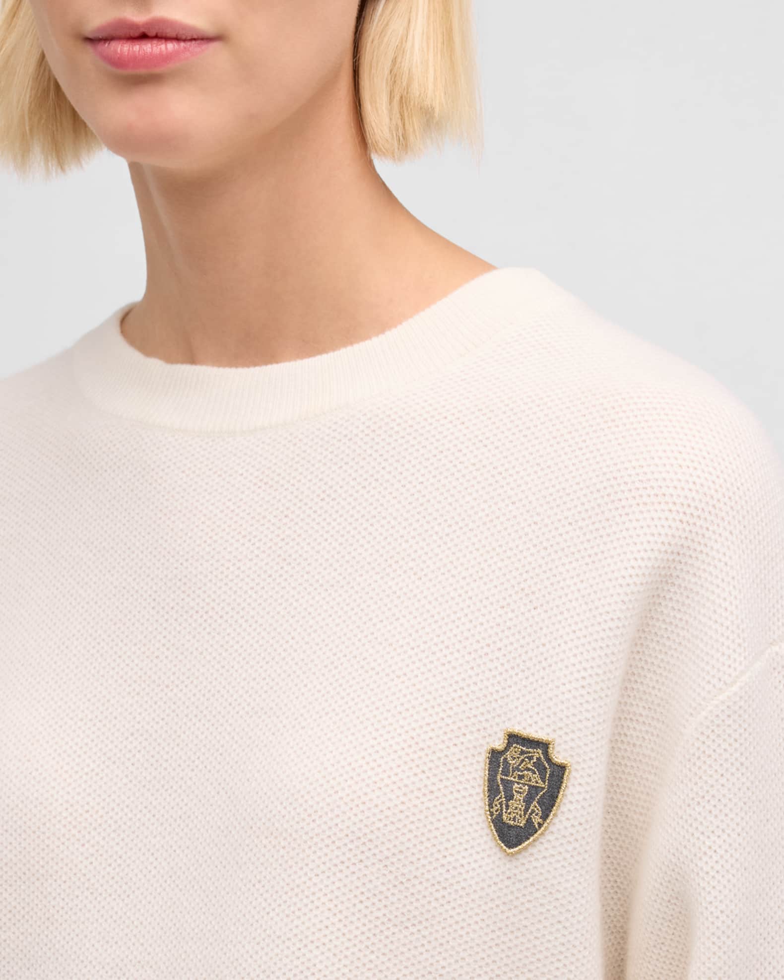 Brunello Cucinelli Solomeo Crest Cashmere Pique Knit Sweater | Neiman ...
