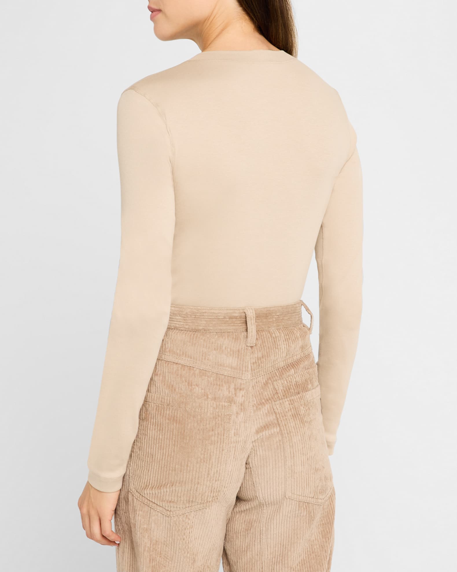 Brunello Cucinelli Monili V-Neck Cotton Jersey Top | Neiman Marcus