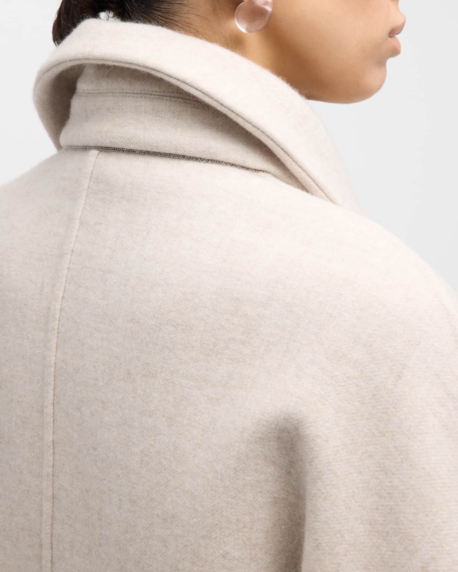 Brunello Cucinelli Rib Knit Cuffs Double-Breasted Cashmere Poncho Coat ...