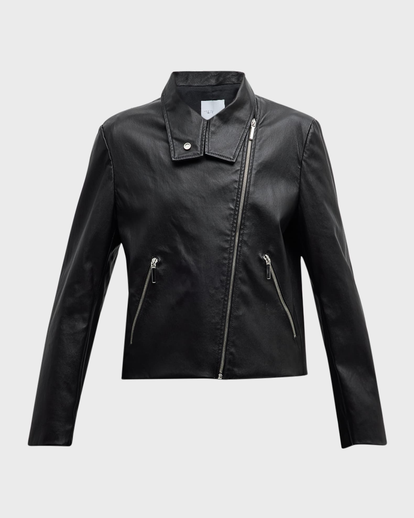 Rosetta Getty Leather Funnel Neck Moto Jacket | Neiman Marcus
