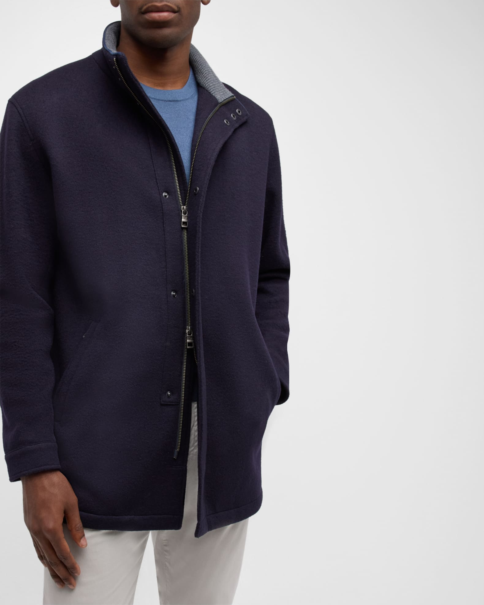 Peter Millar Men's Crown Flex Fleece Overcoat | Neiman Marcus