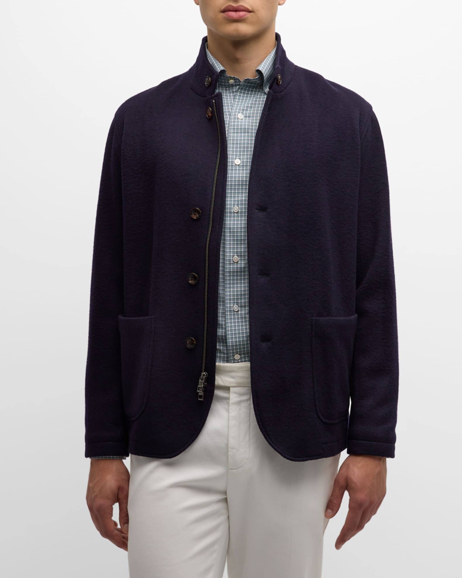 Peter Millar Men's Crown Flex Fleece Zip Blazer | Neiman Marcus