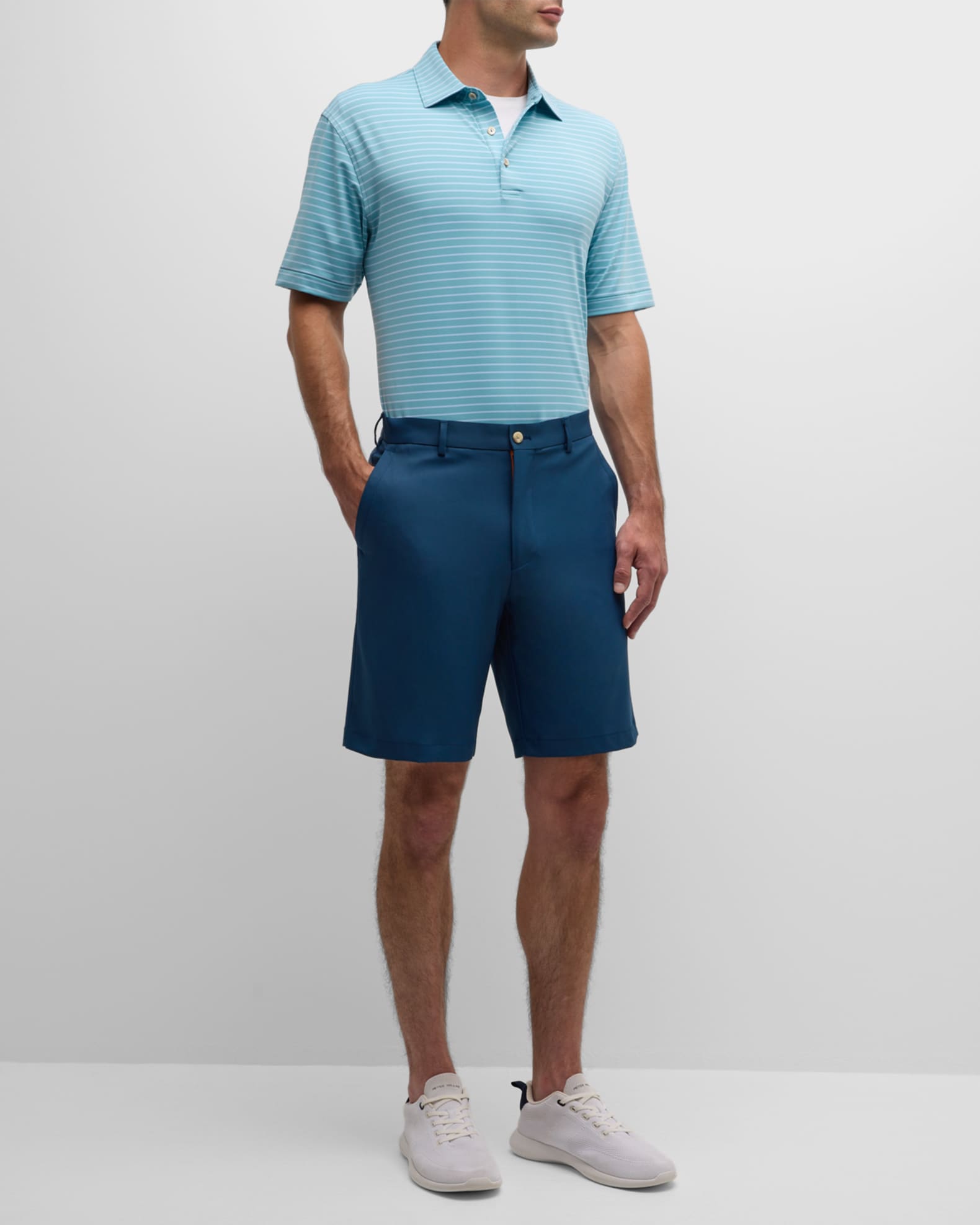 Peter Millar Men's Drum Stripe Performance Polo Shirt | Neiman Marcus