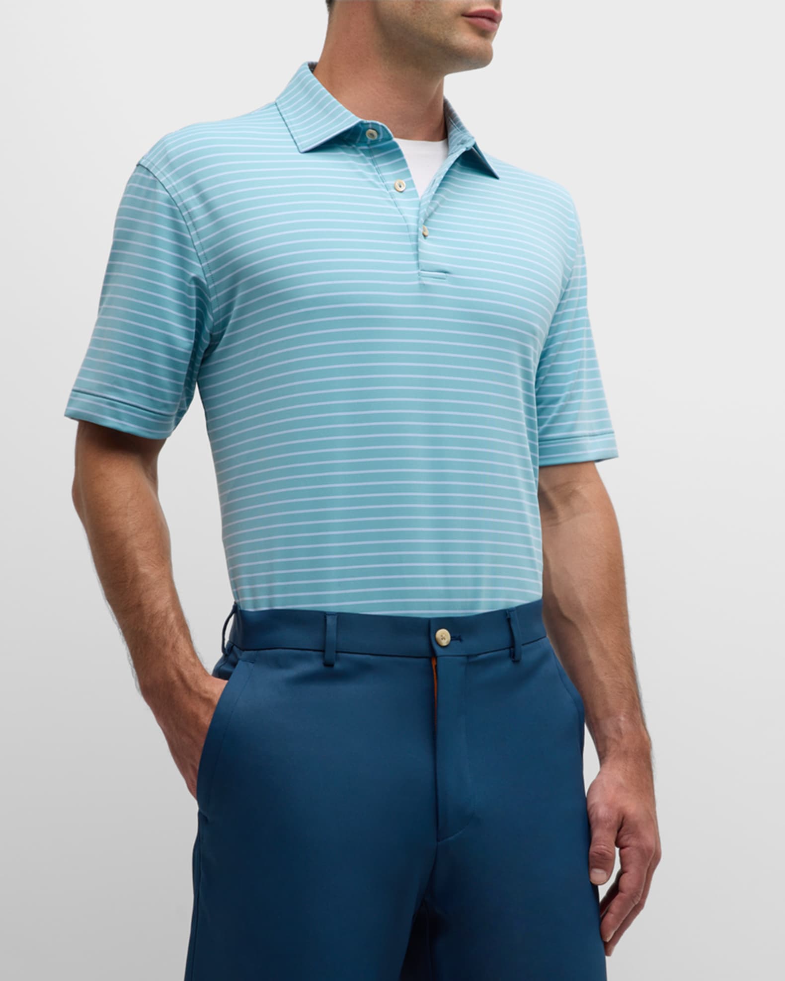 Peter Millar Men's Drum Stripe Performance Polo Shirt | Neiman Marcus