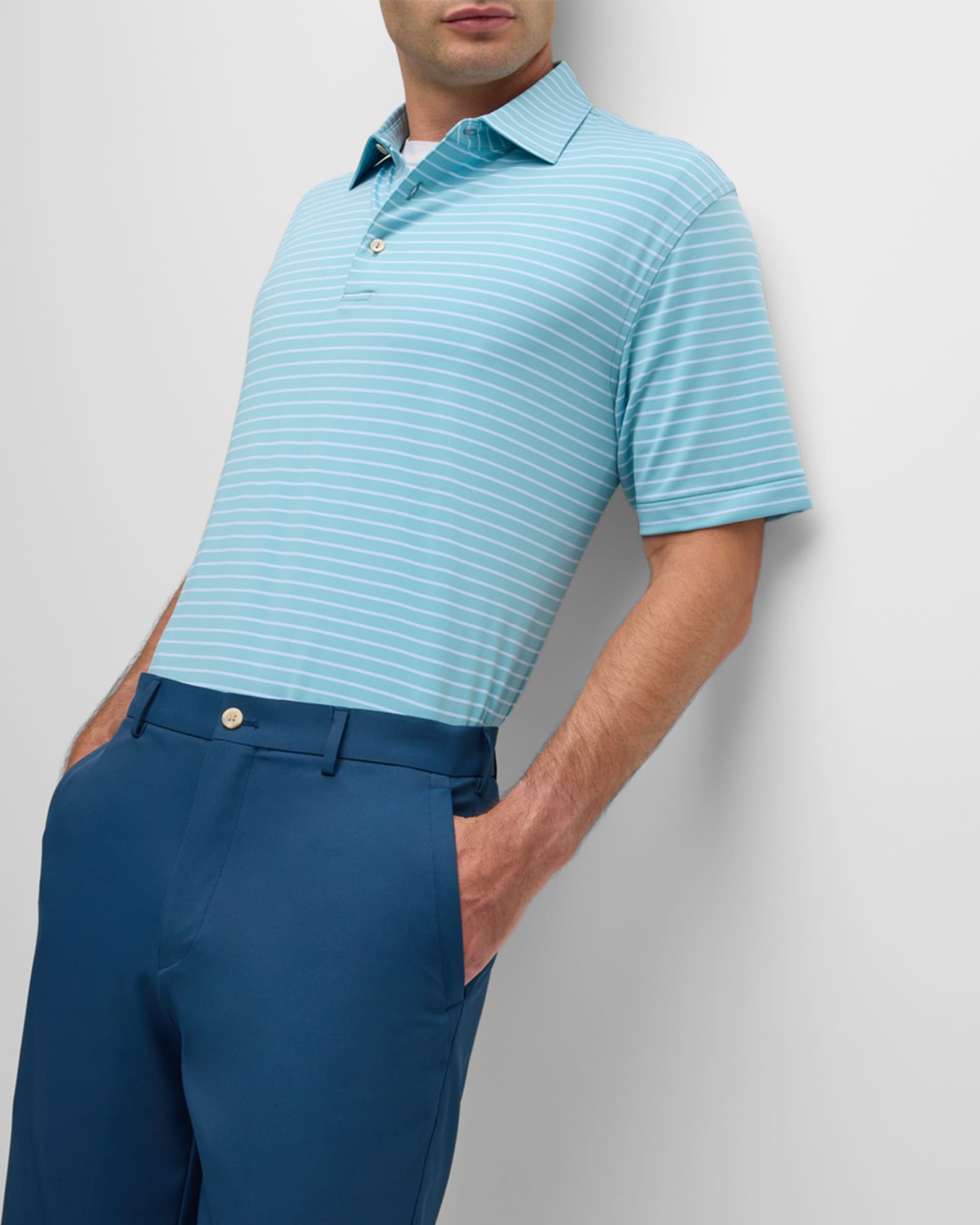 Peter Millar Men's Drum Stripe Performance Polo Shirt | Neiman Marcus