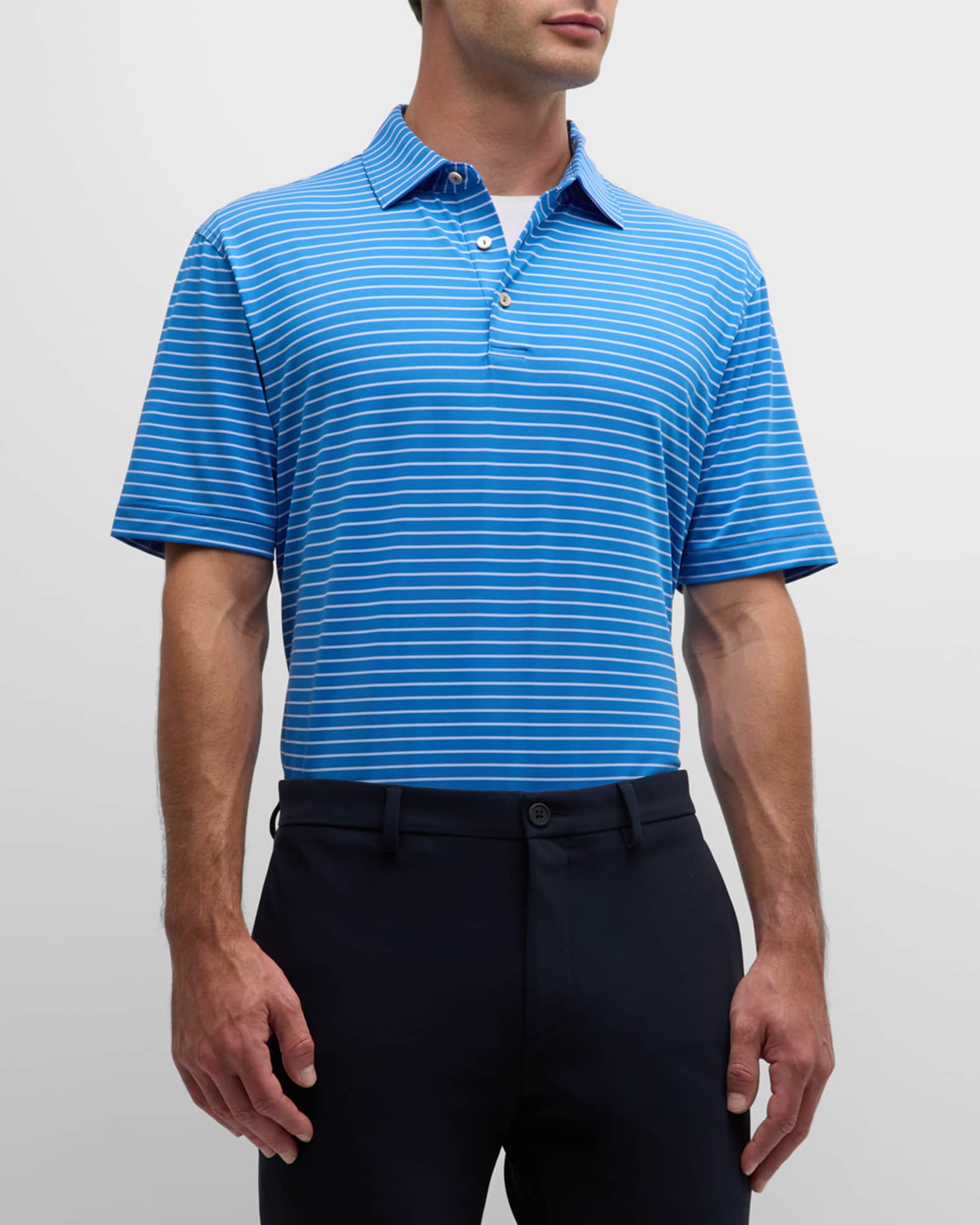 Peter Millar Men's Drum Stripe Performance Polo Shirt | Neiman Marcus