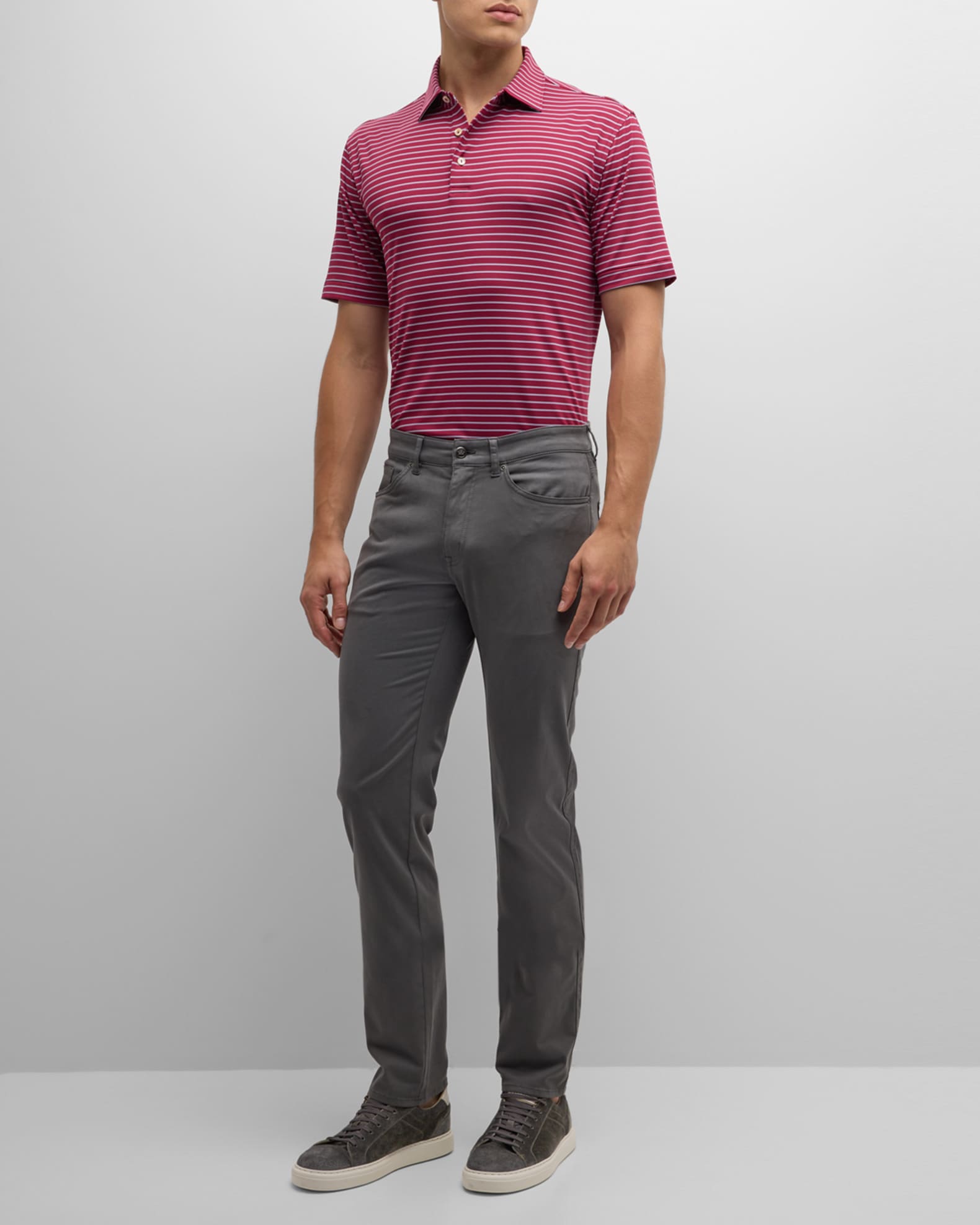Peter Millar Men's Drum Stripe Performance Polo Shirt | Neiman Marcus