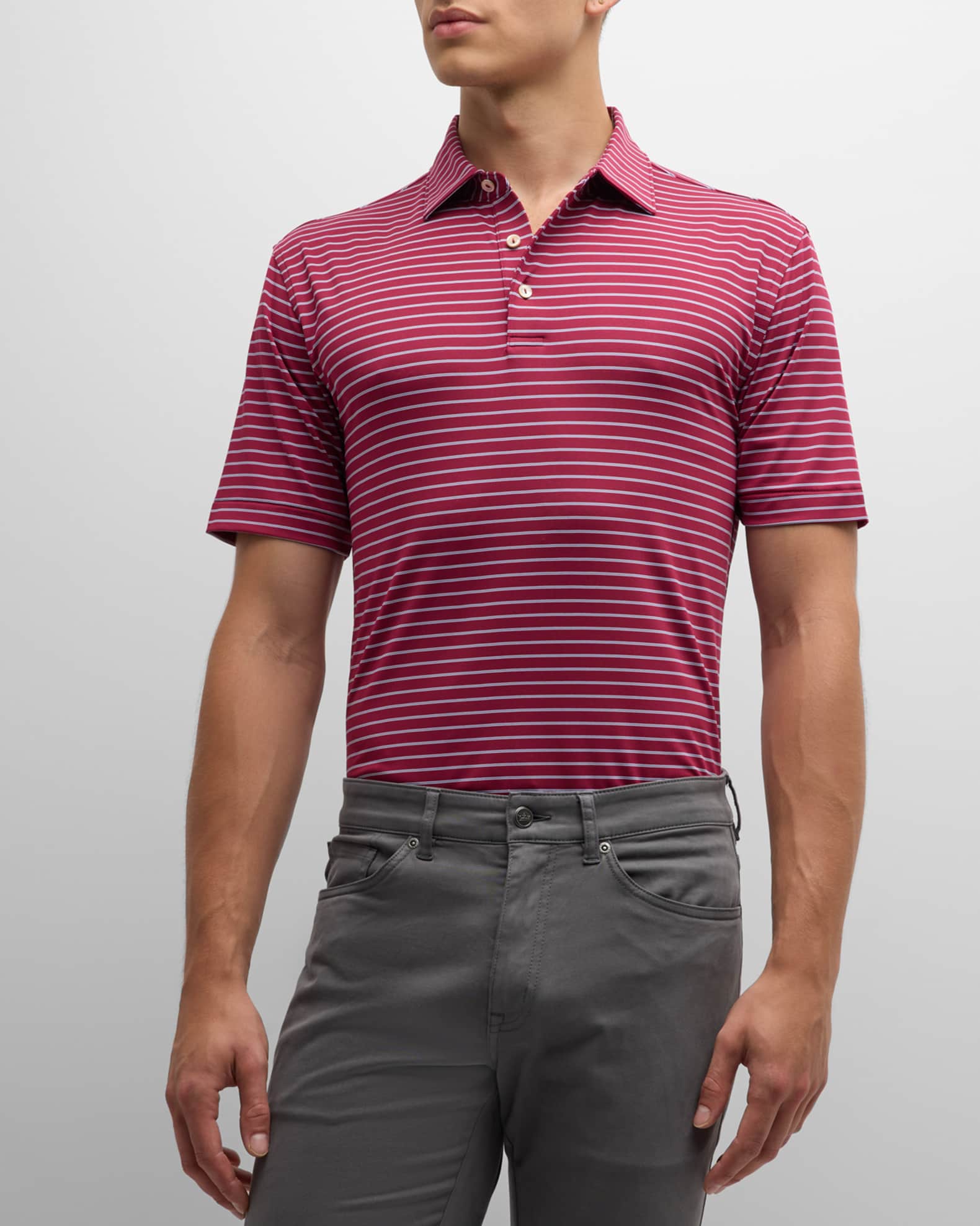 Peter Millar Men's Drum Stripe Performance Polo Shirt | Neiman Marcus
