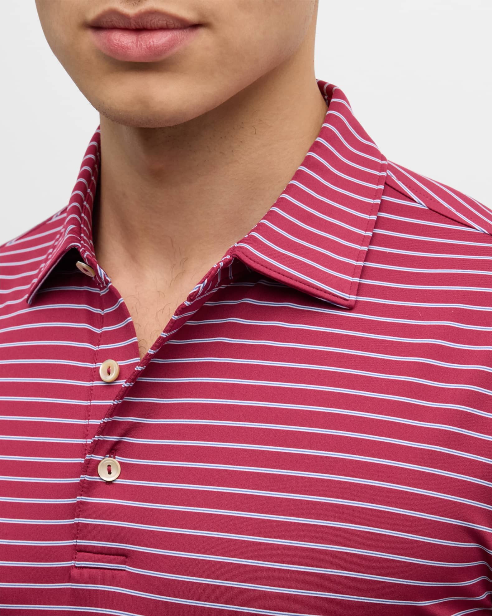 Peter Millar Men's Drum Stripe Performance Polo Shirt | Neiman Marcus