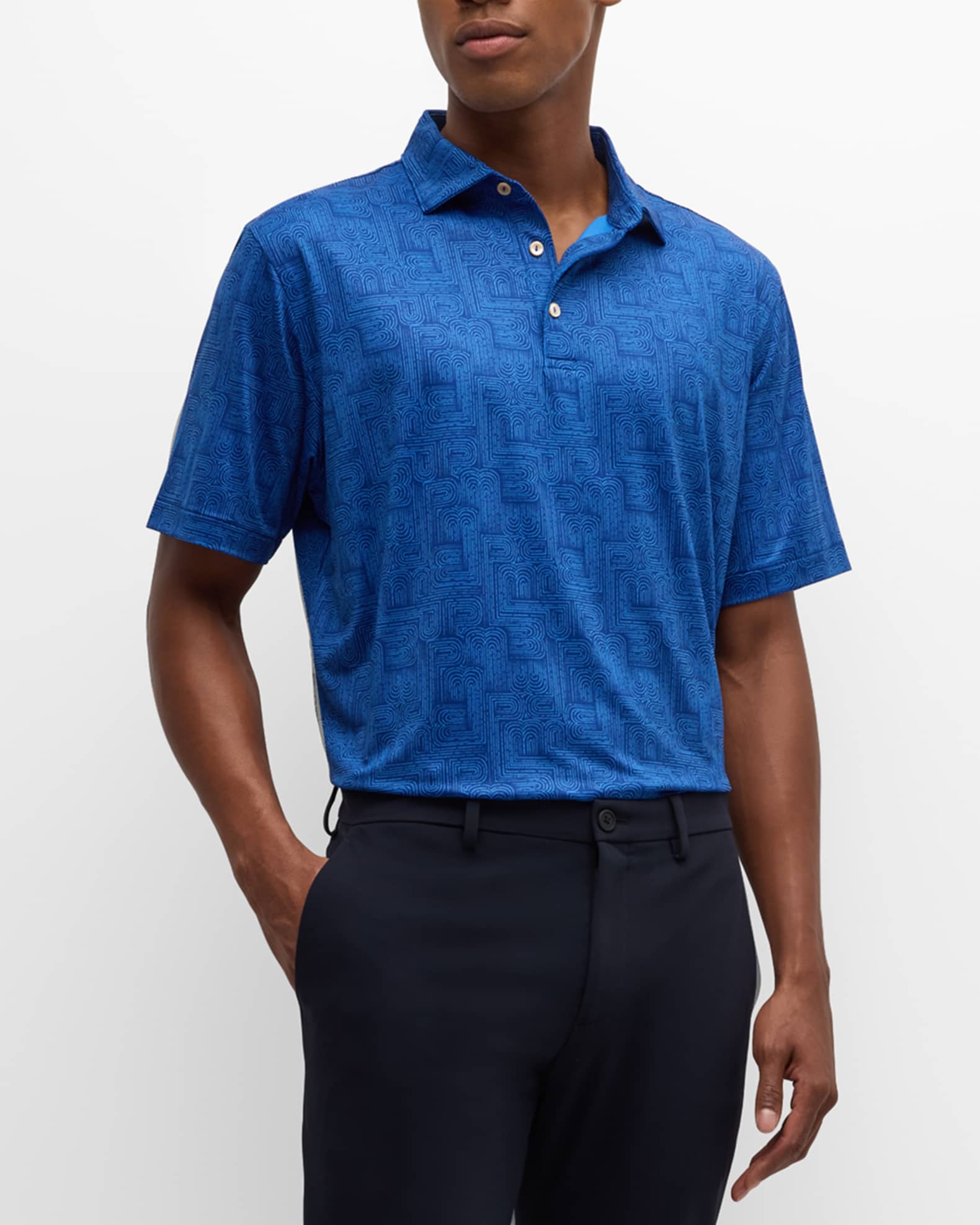 Peter Millar Men's Maze Performance Jersey Polo Shirt | Neiman Marcus