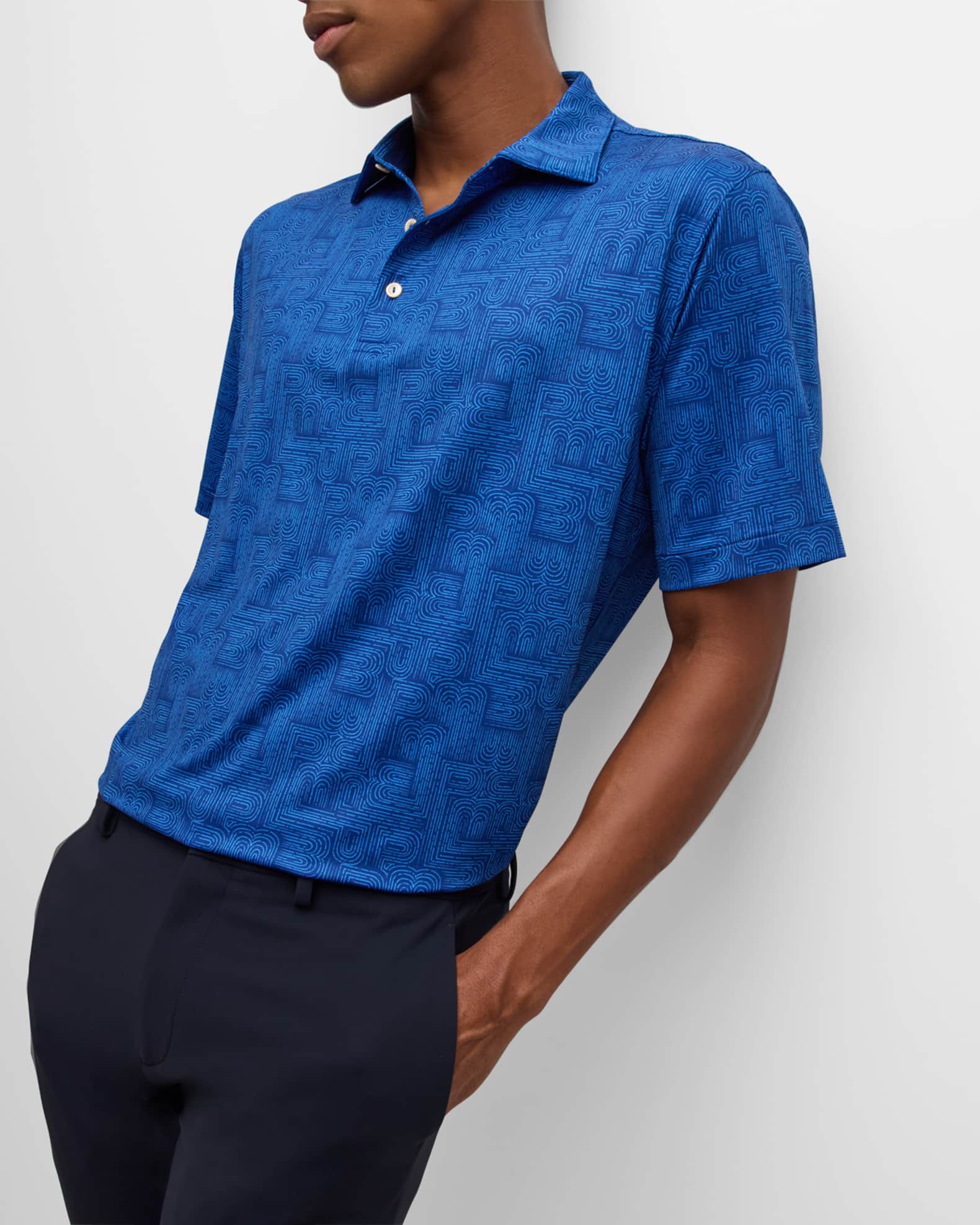 Peter Millar Men's Maze Performance Jersey Polo Shirt | Neiman Marcus