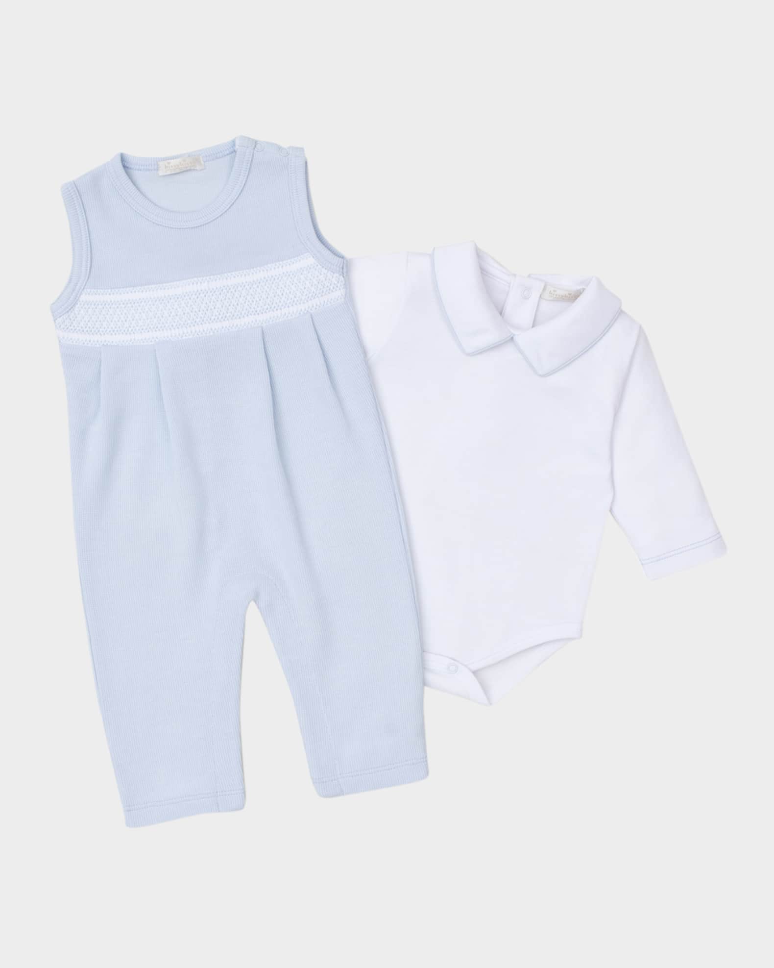 Kissy Kissy Boy's Punto Ingles Hand Smocked Overall Set, Size 3M-9M ...