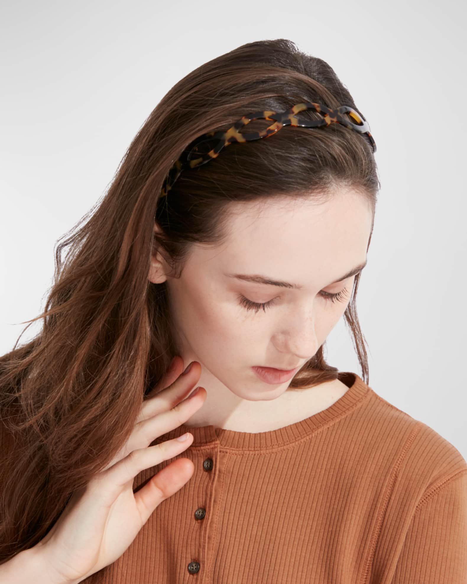 Alexandre de Paris Havana Woven Hard Headband | Neiman Marcus