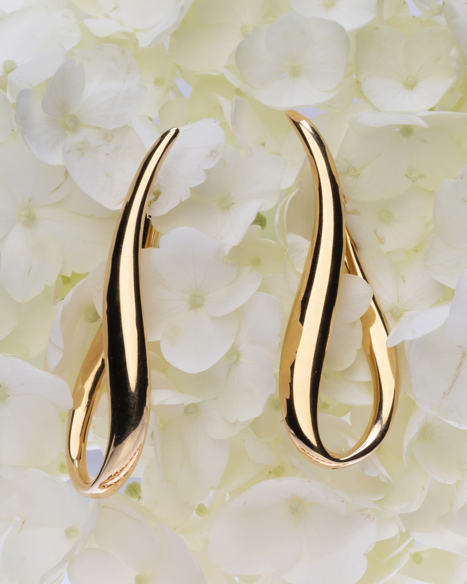 Lisa Nik Golden Dreams 18K Yellow Gold Elongated Wavy Hoop Earrings ...