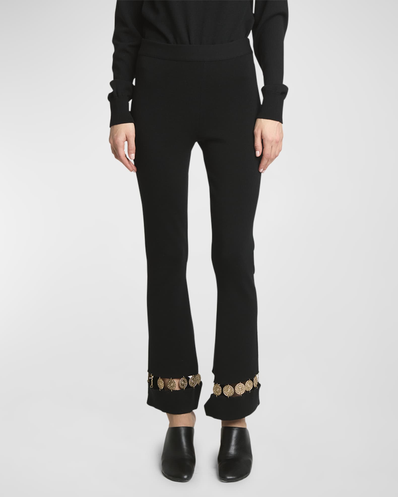 Rabanne Metal Cutout Trim Pants | Neiman Marcus