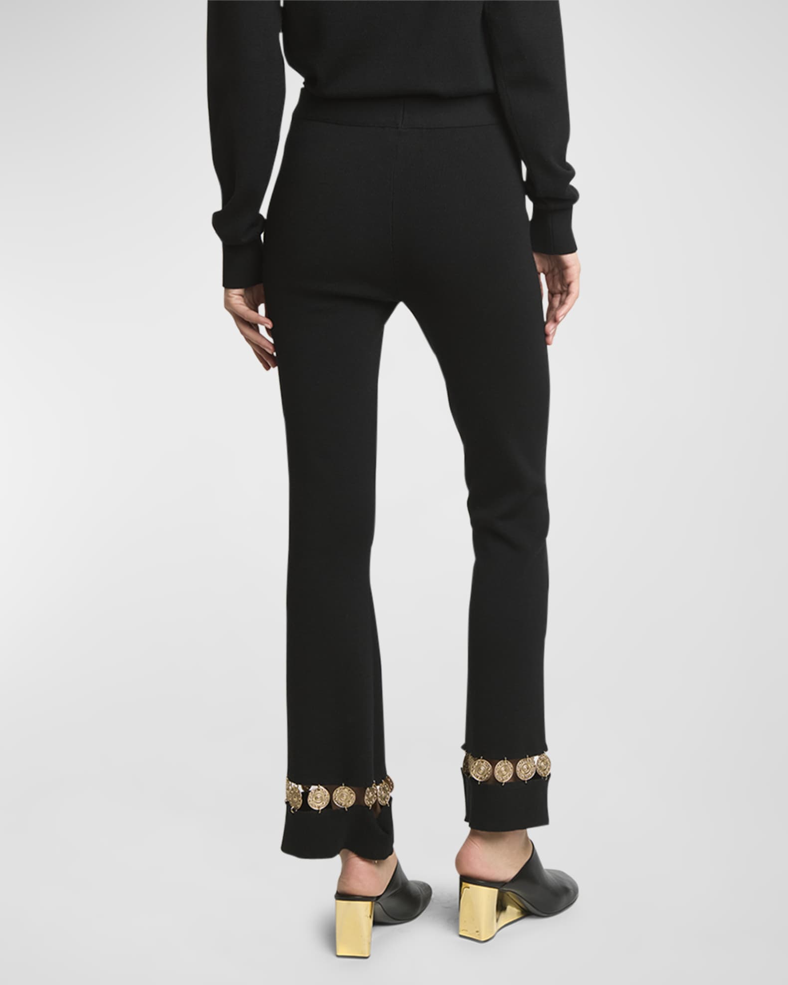 Rabanne Metal Cutout Trim Pants | Neiman Marcus