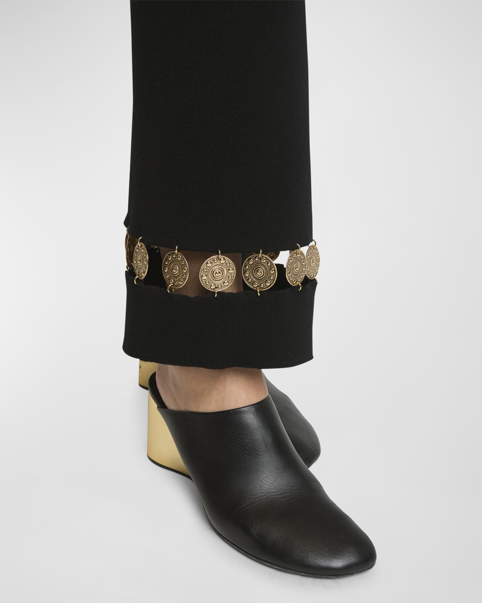 Rabanne Metal Cutout Trim Pants | Neiman Marcus