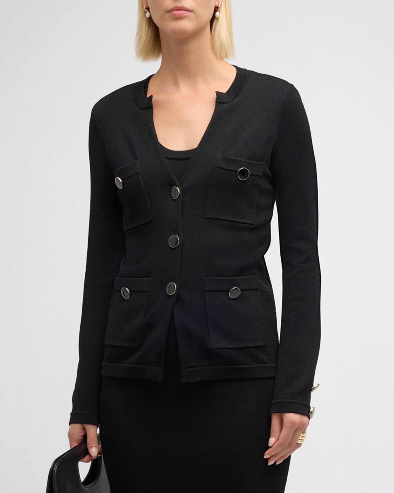 St. John Santiago Knit Button-Down Jacket | Neiman Marcus