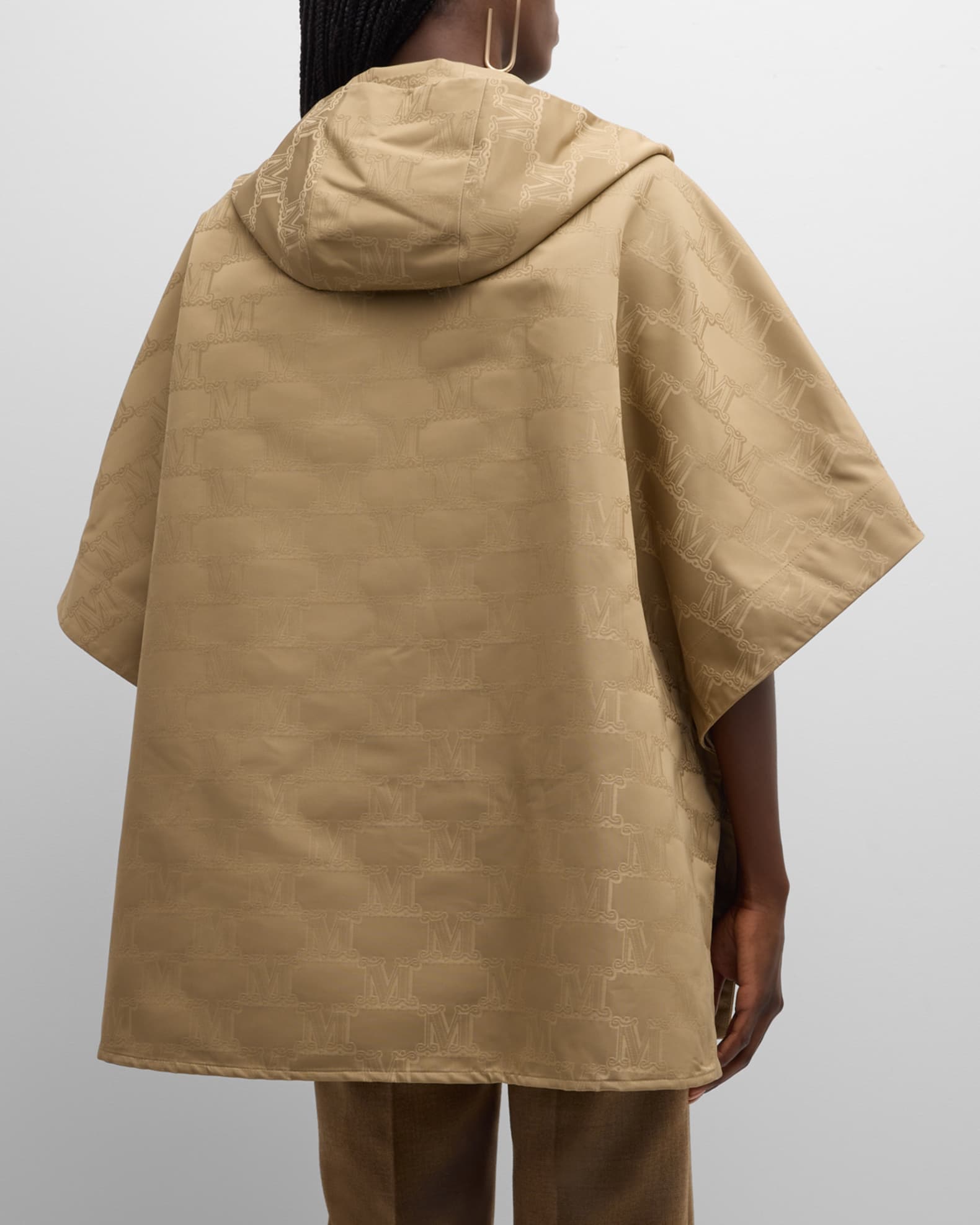 Max Mara Monogram Hooded Cape | Neiman Marcus
