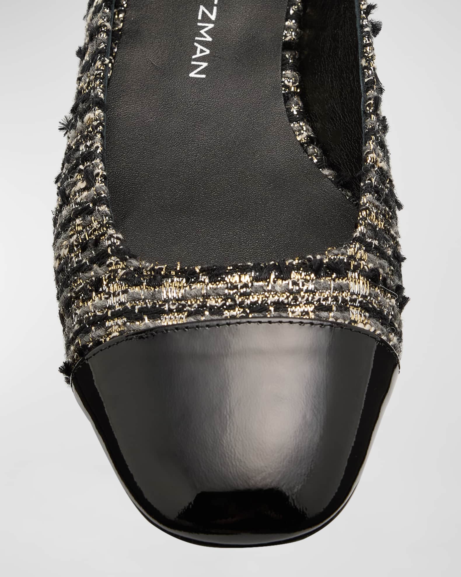 Stuart Weitzman Eden Tweed Crisscross Ballerina Flats | Neiman Marcus