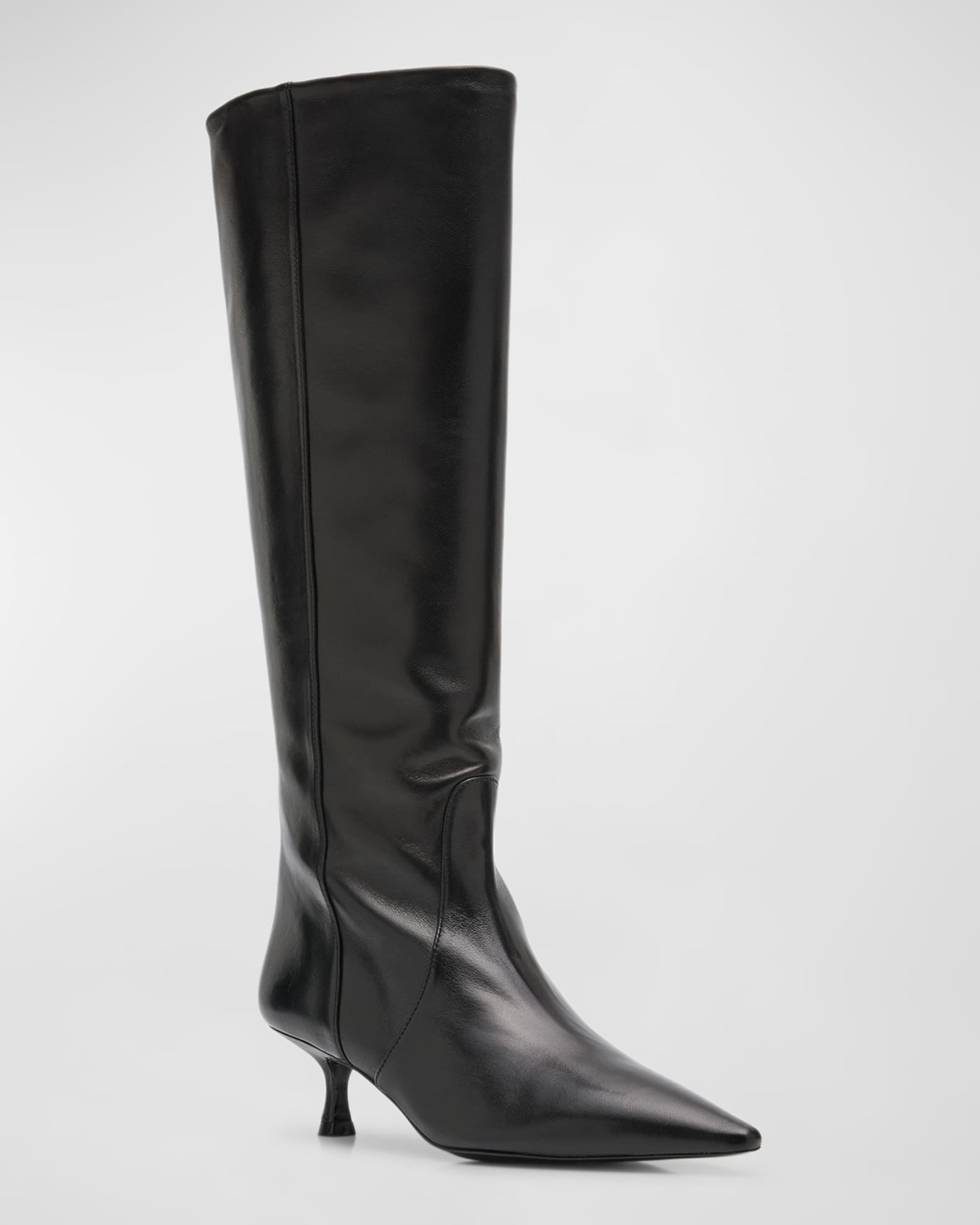 Stuart Weitzman Naomi Leather Kitten Boots | Neiman Marcus