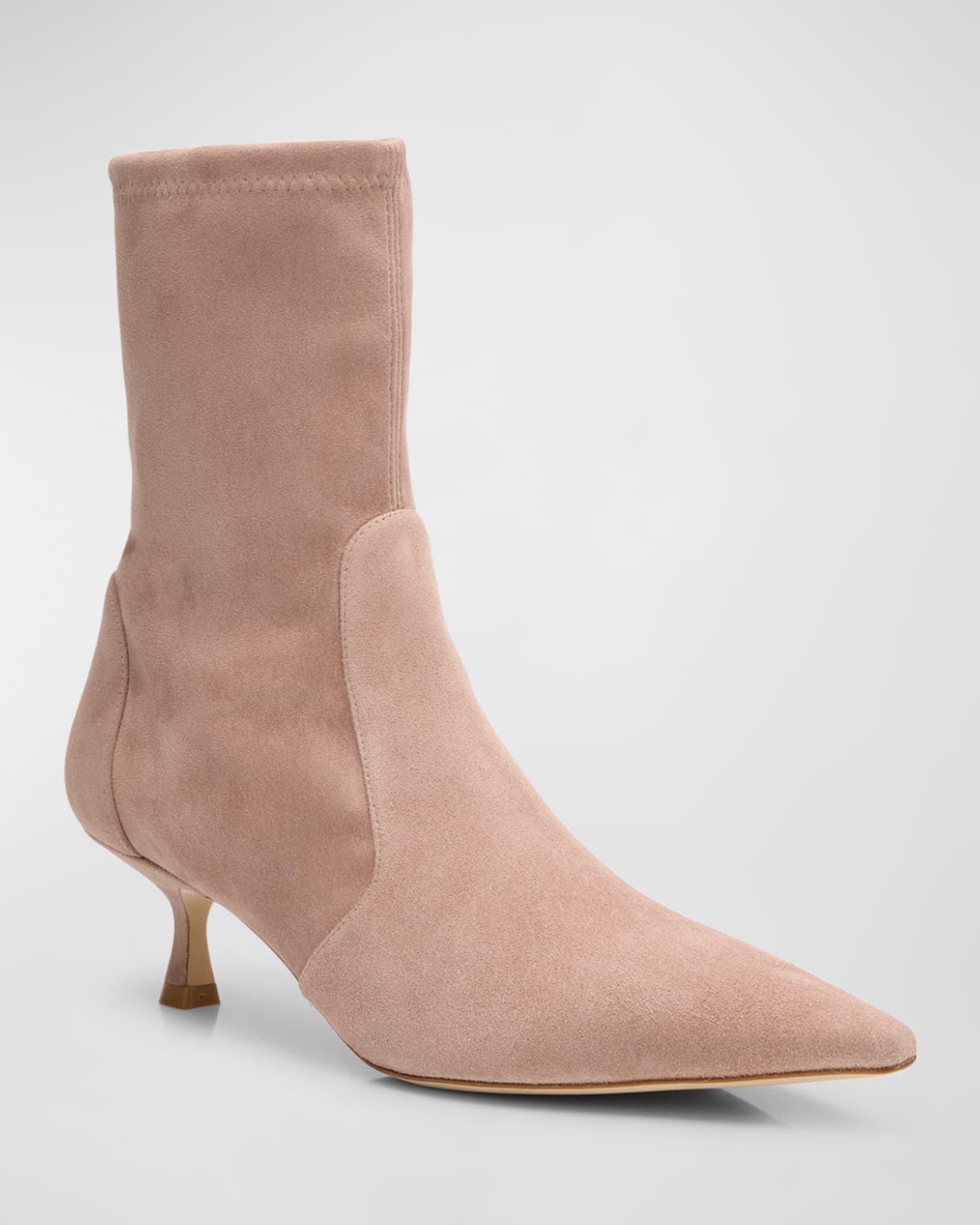 Stuart Weitzman Naomi Stretch Suede Ankle Booties | Neiman Marcus