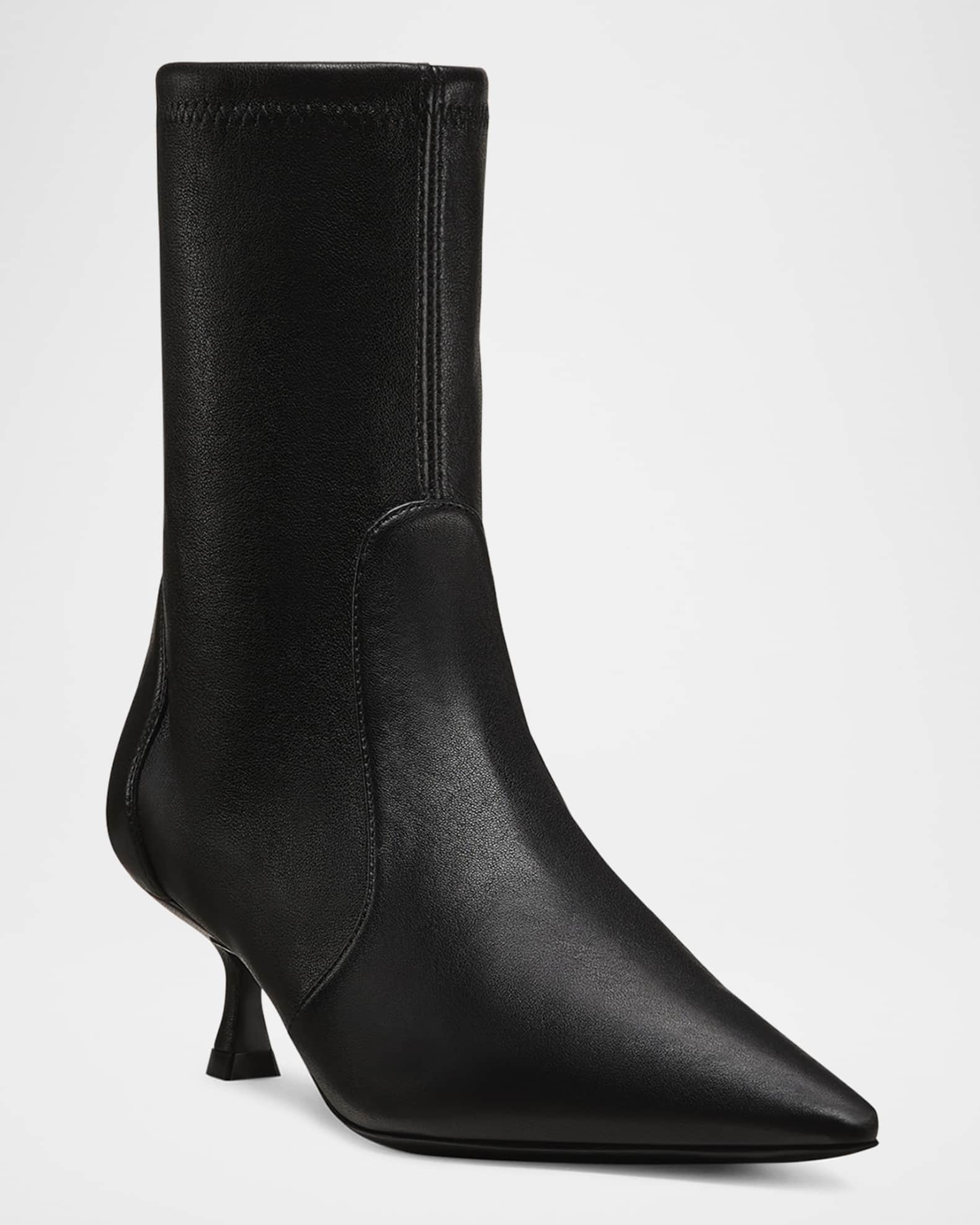 Stuart Weitzman Naomi Stretch Leather Ankle Booties | Neiman Marcus