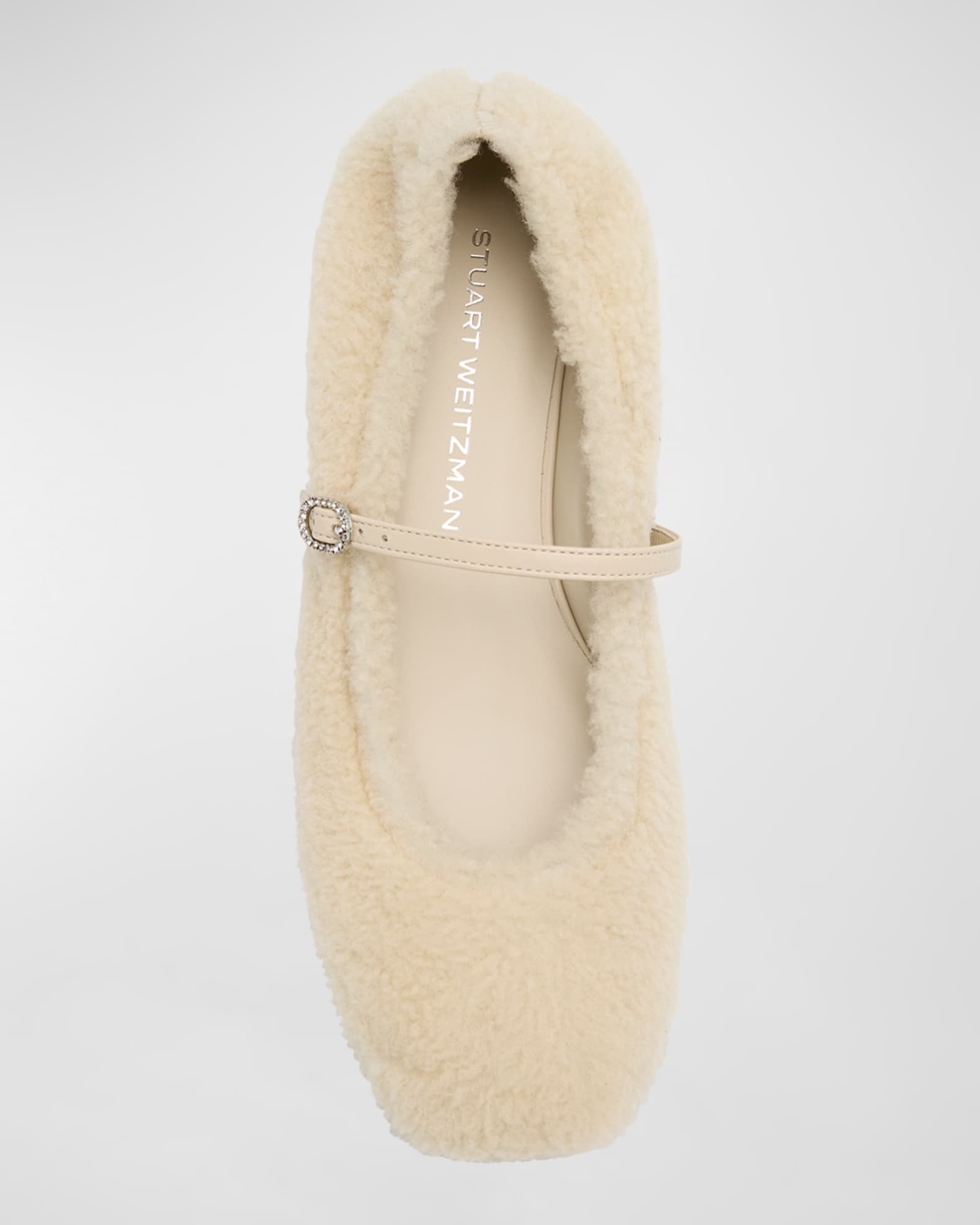 Stuart Weitzman Lennox Shearling Mary Jane Ballerina Flats | Neiman Marcus