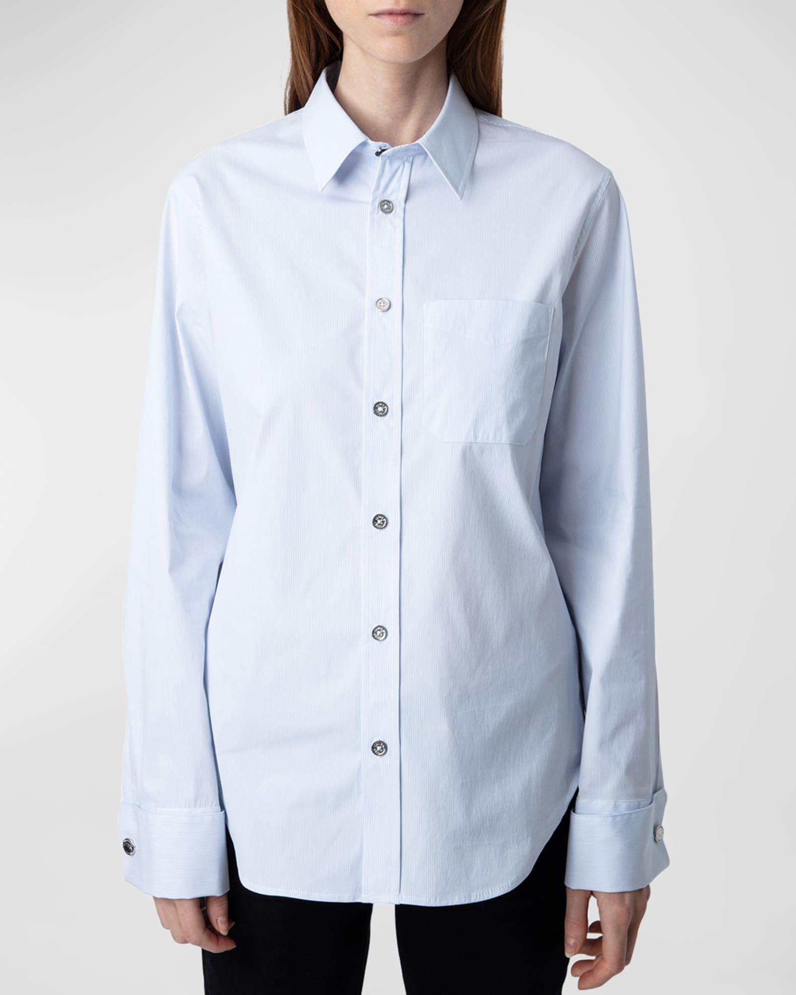 Zadig & Voltaire Taskiza Raye Studs Button-Front Shirt | Neiman Marcus