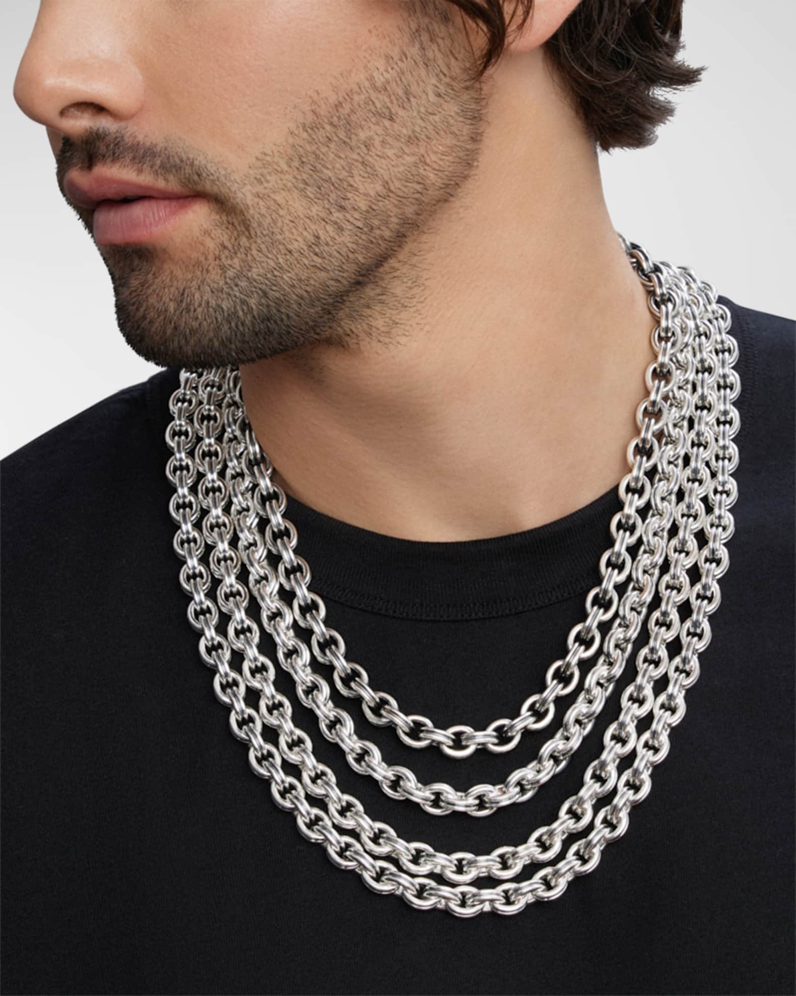 LAGOS Men's Sterling Silver and 18K Gold Anthem Double Link Caviar ...