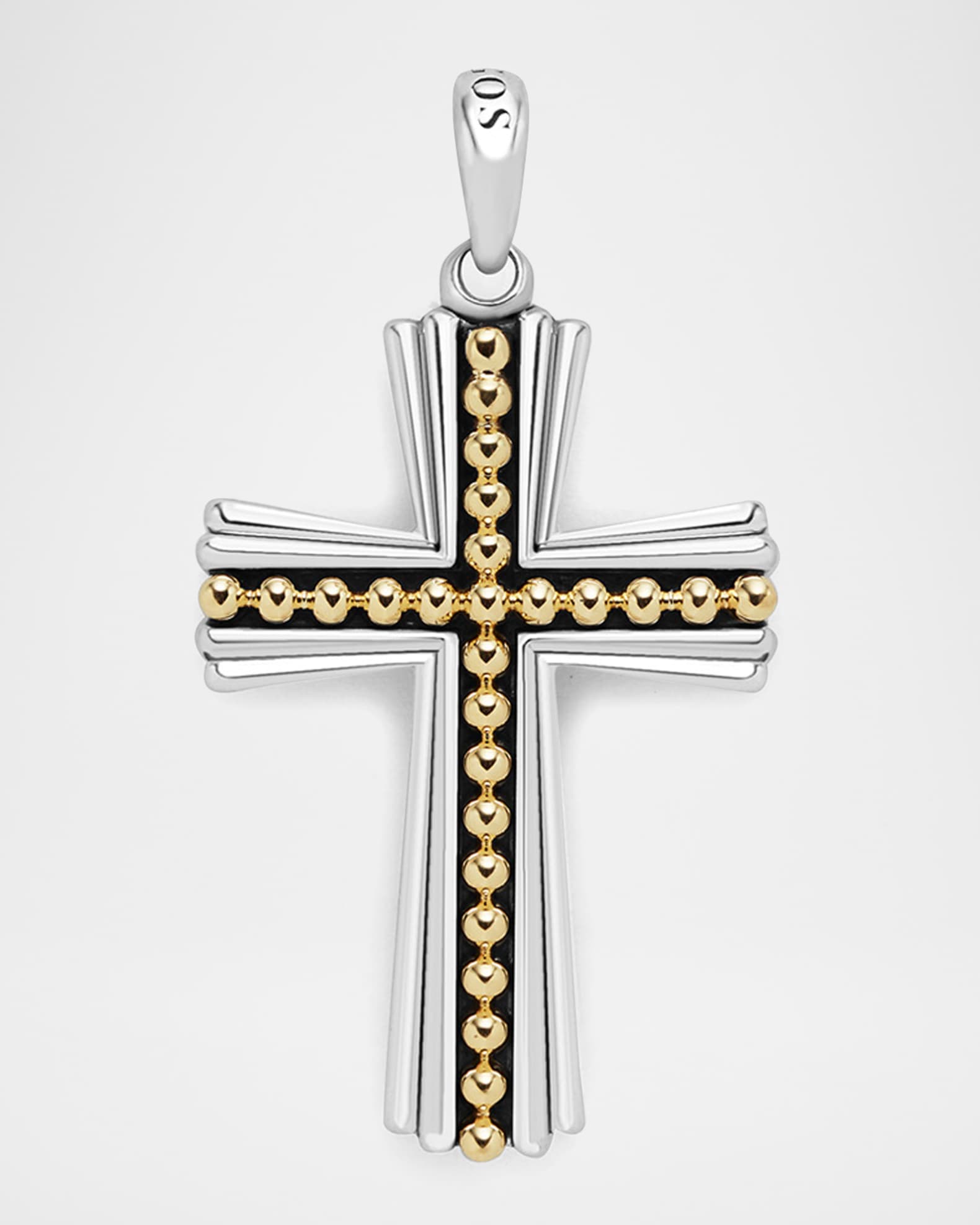 LAGOS Men's Sterling Silver and 18K Gold Anthem Caviar Cross Pendant ...
