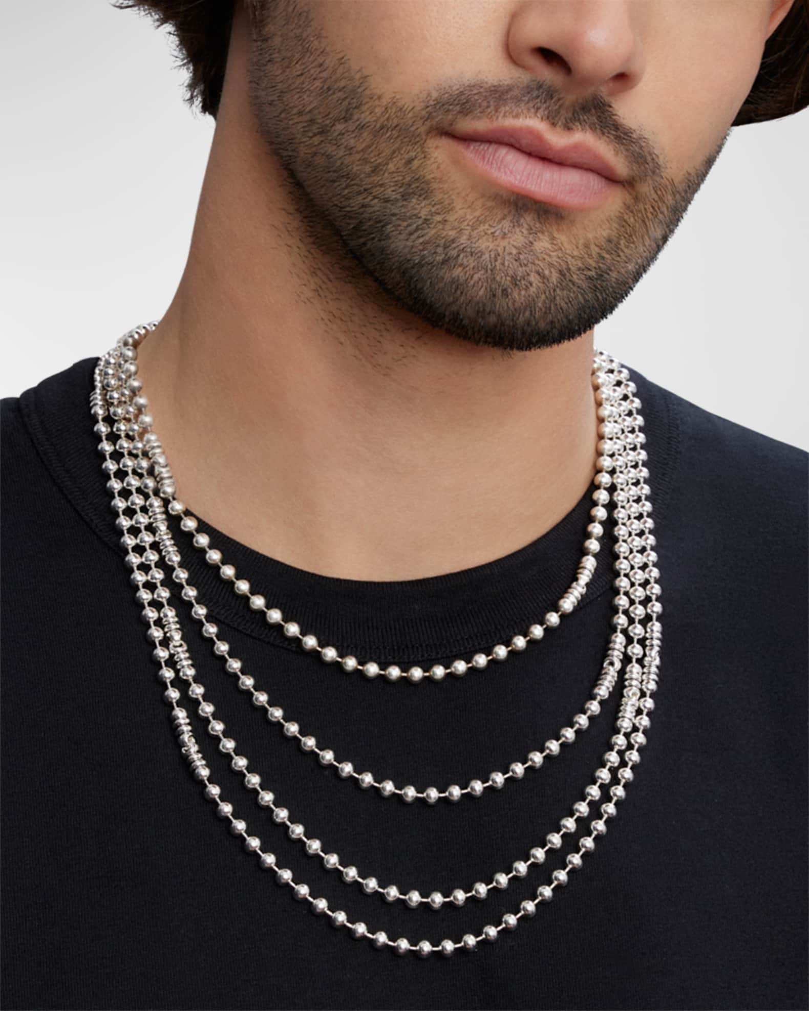 LAGOS Men's Sterling Silver Anthem Ball Chain Necklace, 5mm, 22in ...