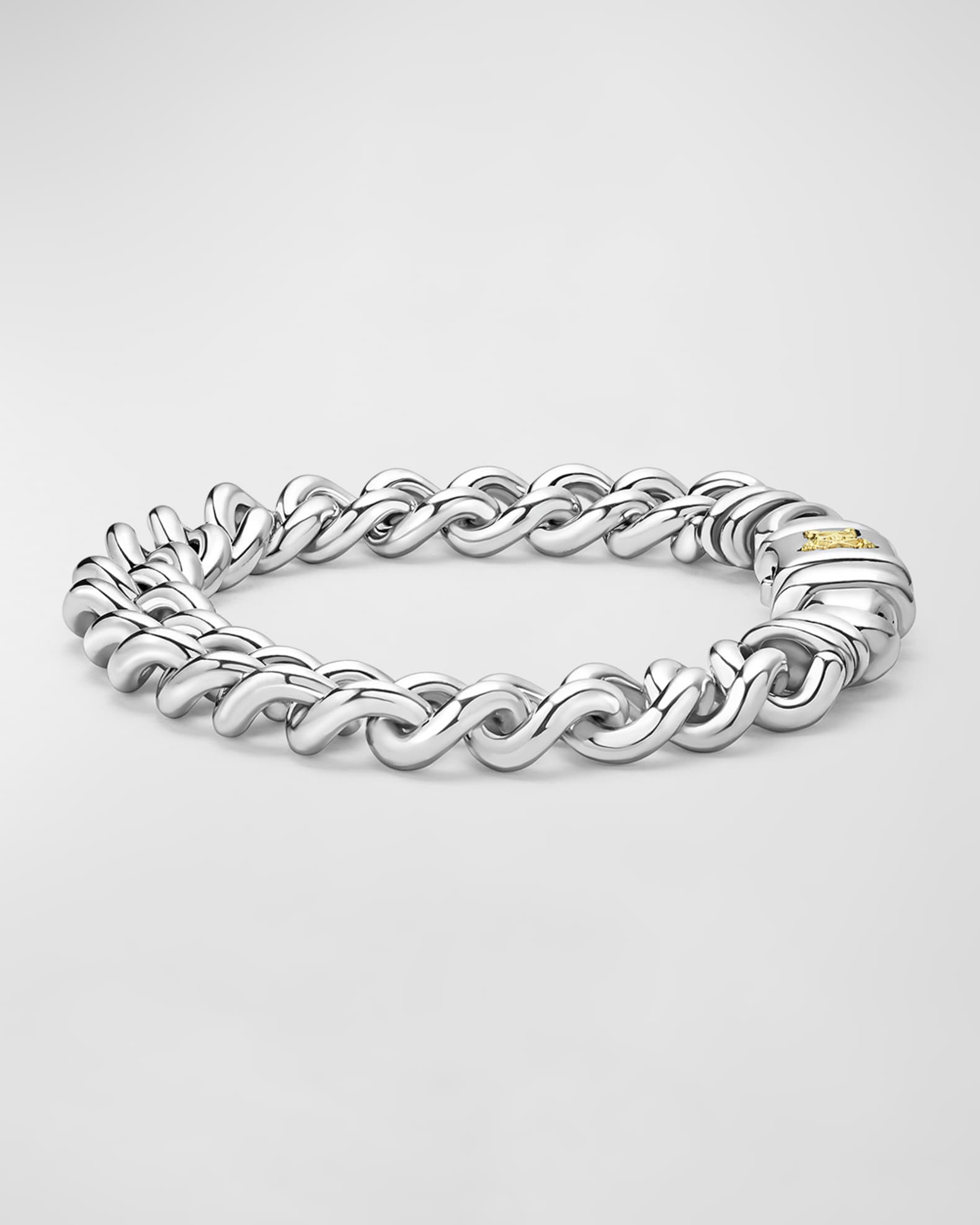 LAGOS Men's Sterling Silver and 18K Gold Anthem Curb Krunch Crest Chain ...