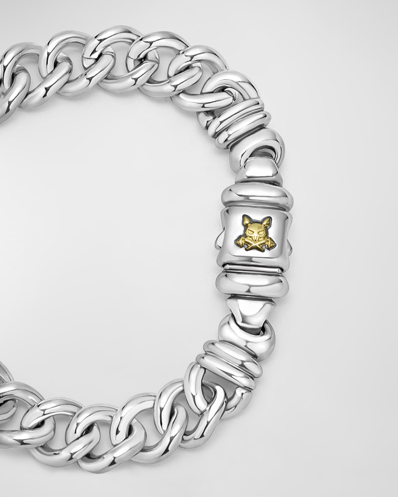 LAGOS Men's Sterling Silver and 18K Gold Anthem Curb Krunch Crest Chain ...