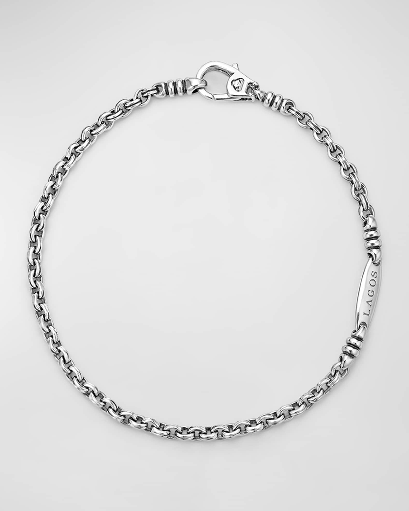 LAGOS Men's Anthem Double Link Caviar Chain Bracelet, 3mm | Neiman Marcus