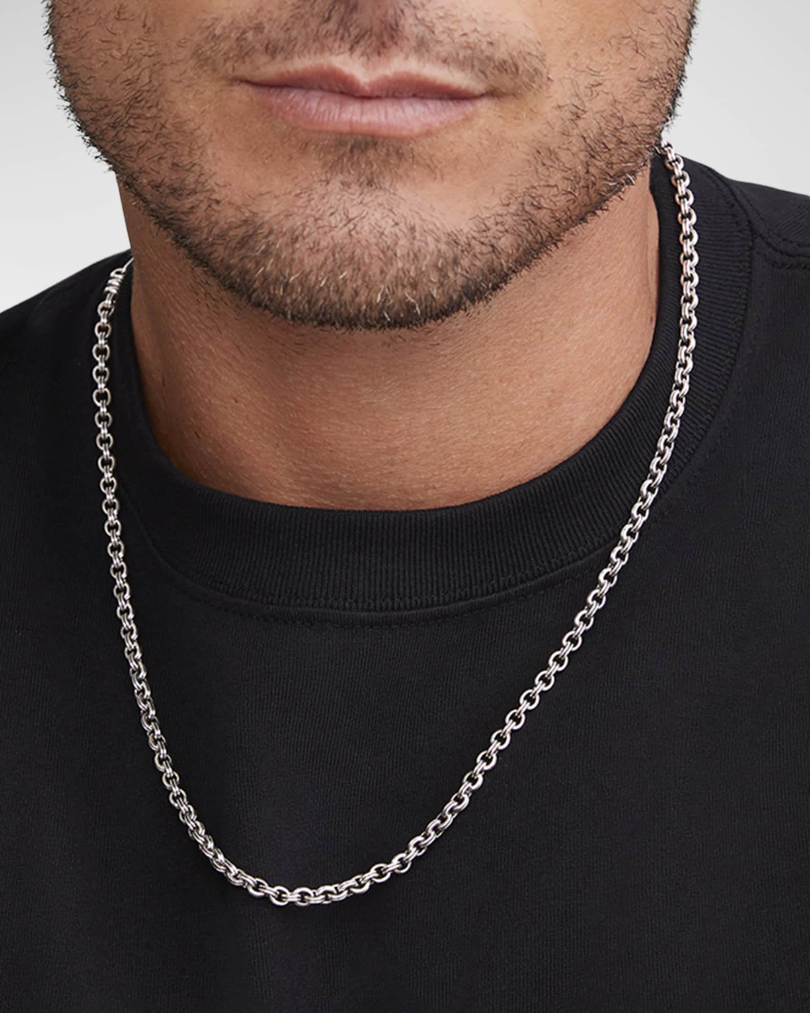 LAGOS Men's Sterling Silver Anthem Double Link Caviar Chain Necklace ...