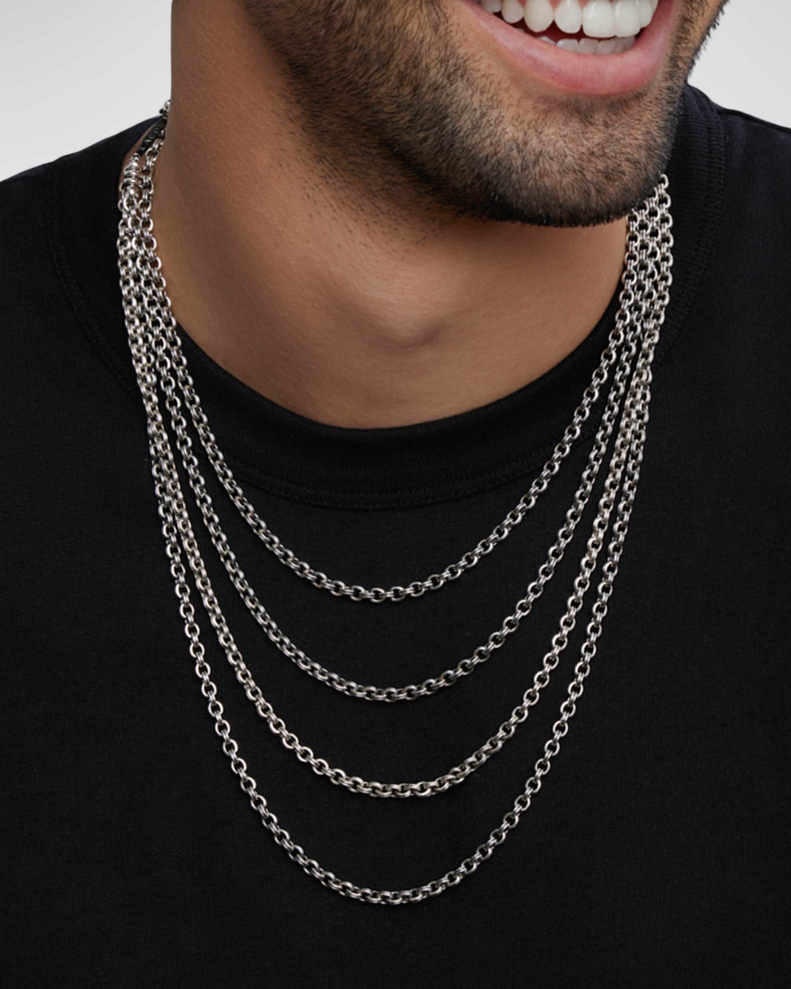 LAGOS Men's Sterling Silver Anthem Double Link Caviar Chain Necklace ...