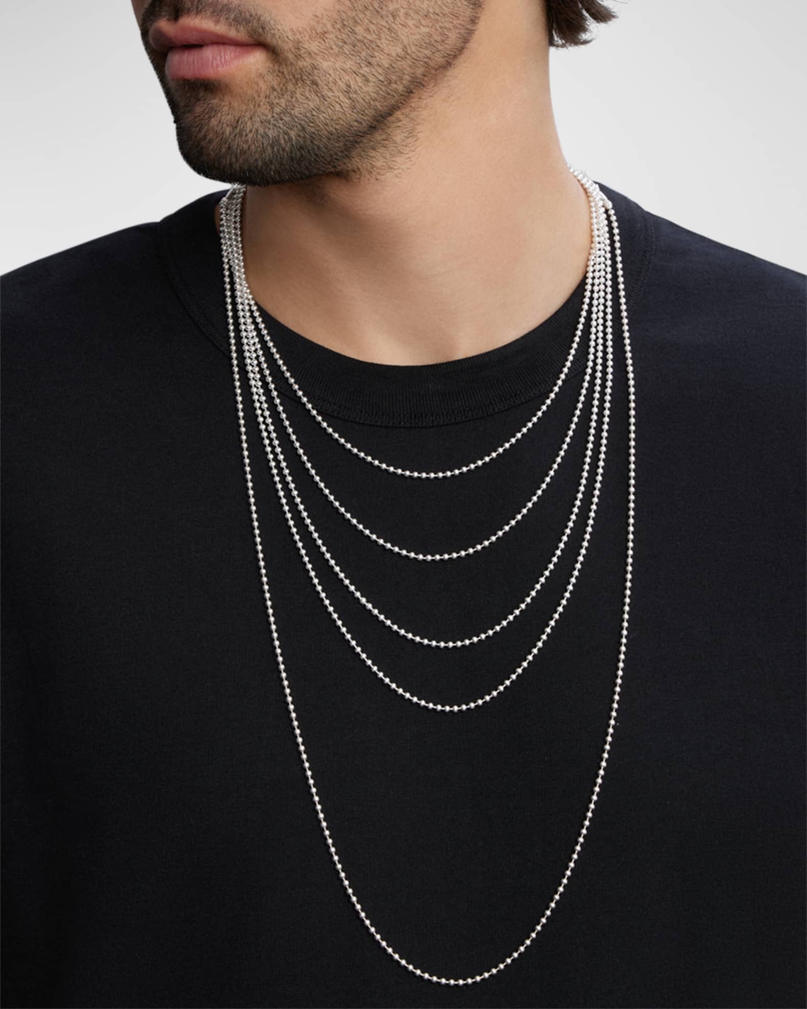 LAGOS Men's Sterling Silver Logo-Link Ball Chain Necklace, 2.5mm, 20in ...