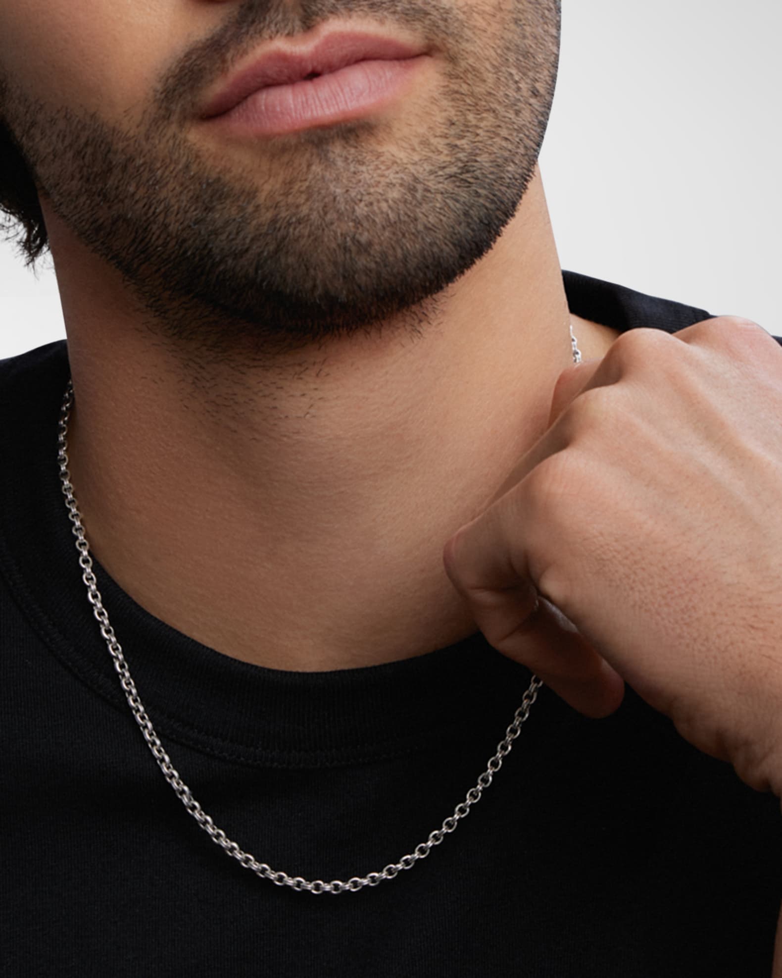 LAGOS Men's Sterling Silver Anthem Double Link Caviar Chain Necklace ...