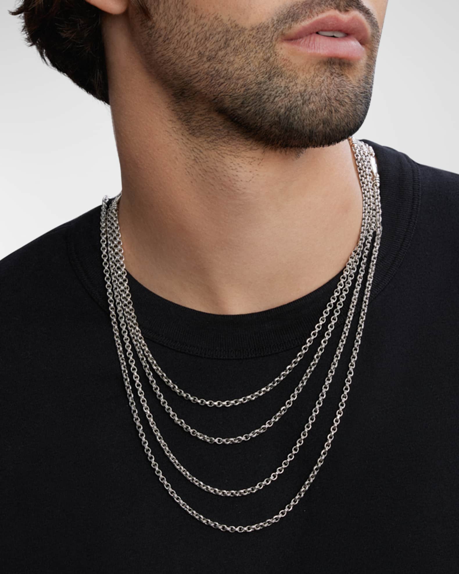 LAGOS Men's Sterling Silver Anthem Double Link Caviar Chain Necklace ...