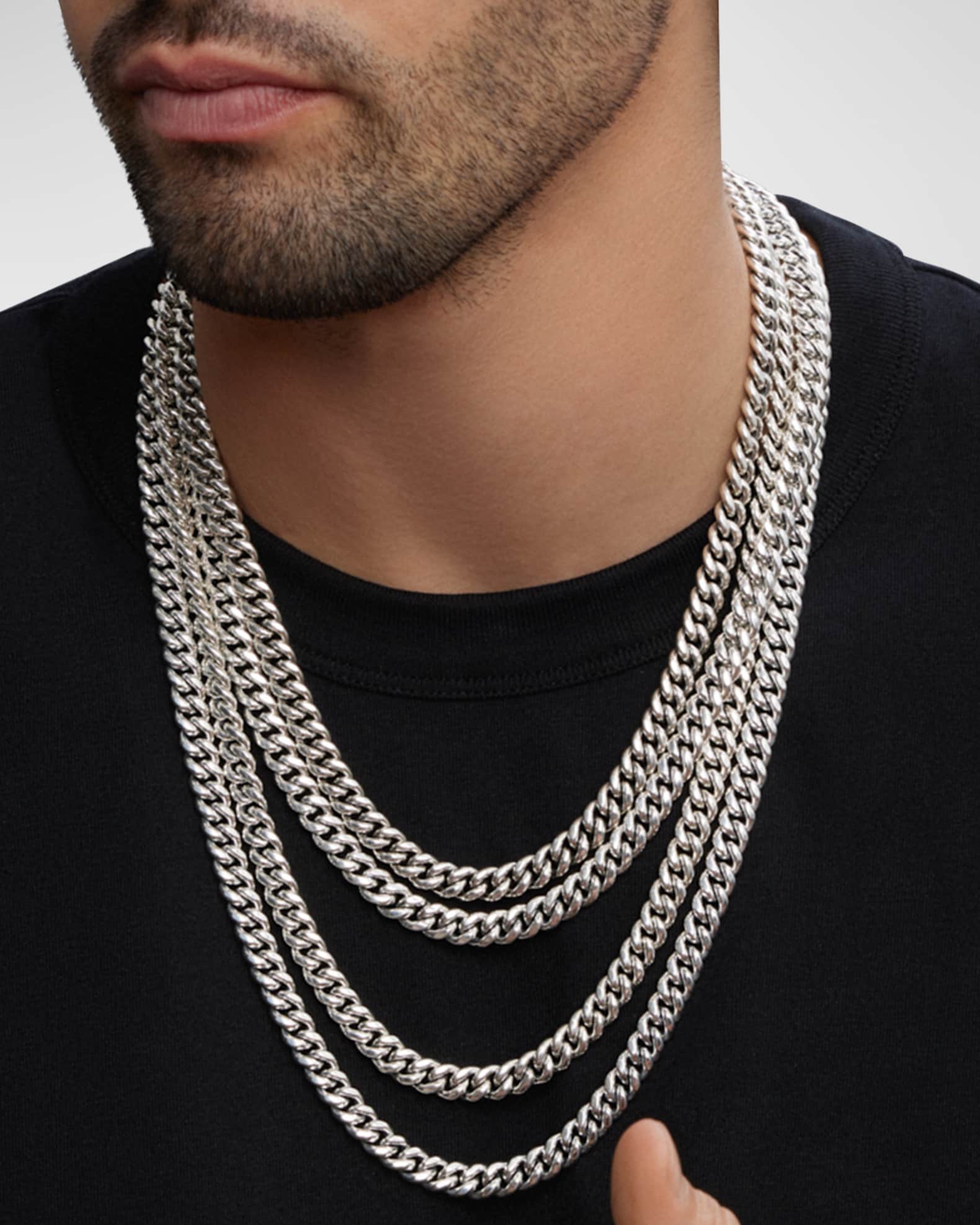 LAGOS Men's Sterling Silver Anthem Curb Chain Necklace, 8mm, 20in ...