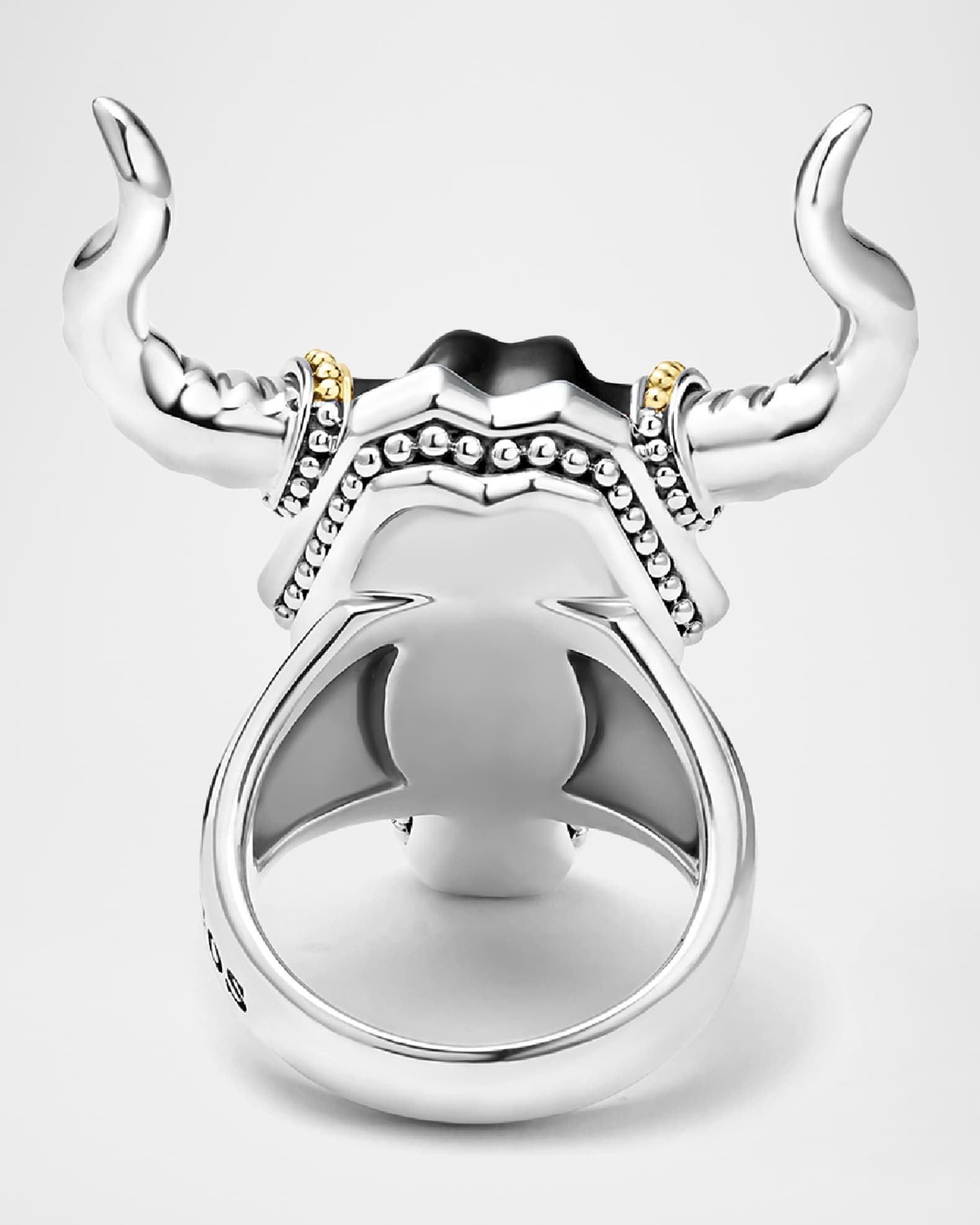 LAGOS Men's Sterling Silver and 18K Anthem Black Agate Longhorn Ring ...