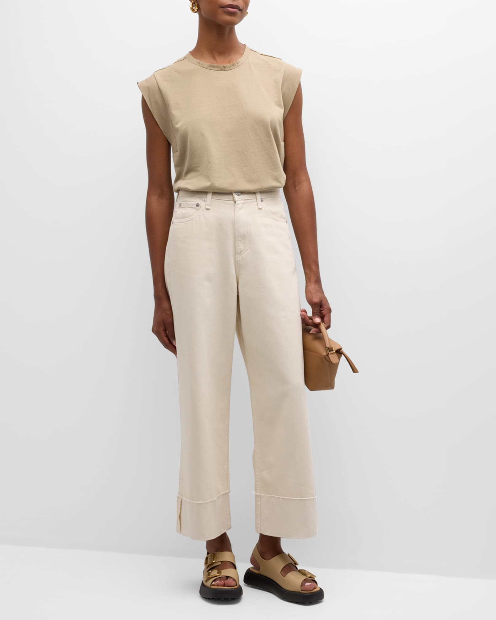 Rag & Bone Andi Wide-Leg Cuffed Jeans | Neiman Marcus