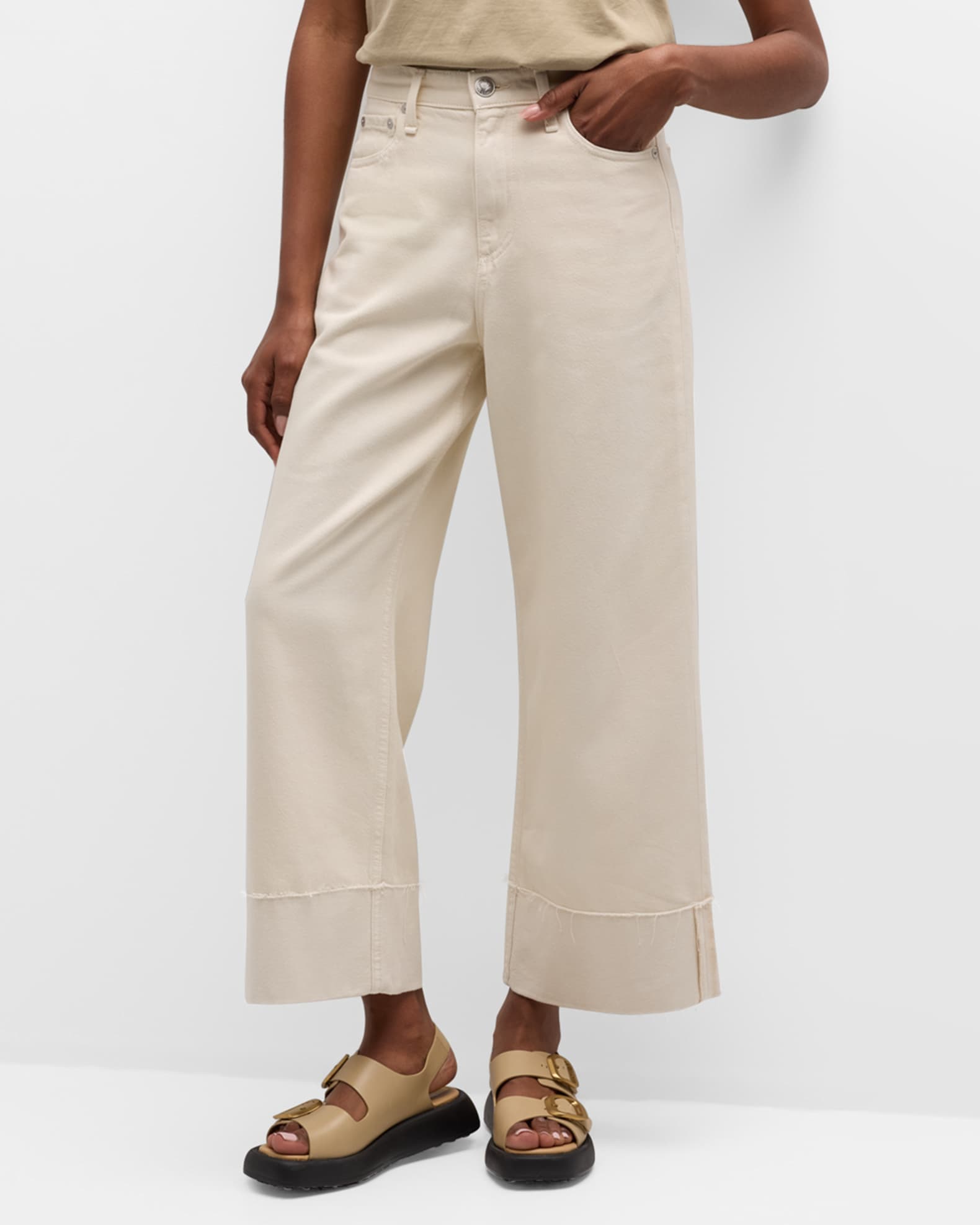 Rag & Bone Andi Wide-Leg Cuffed Jeans | Neiman Marcus
