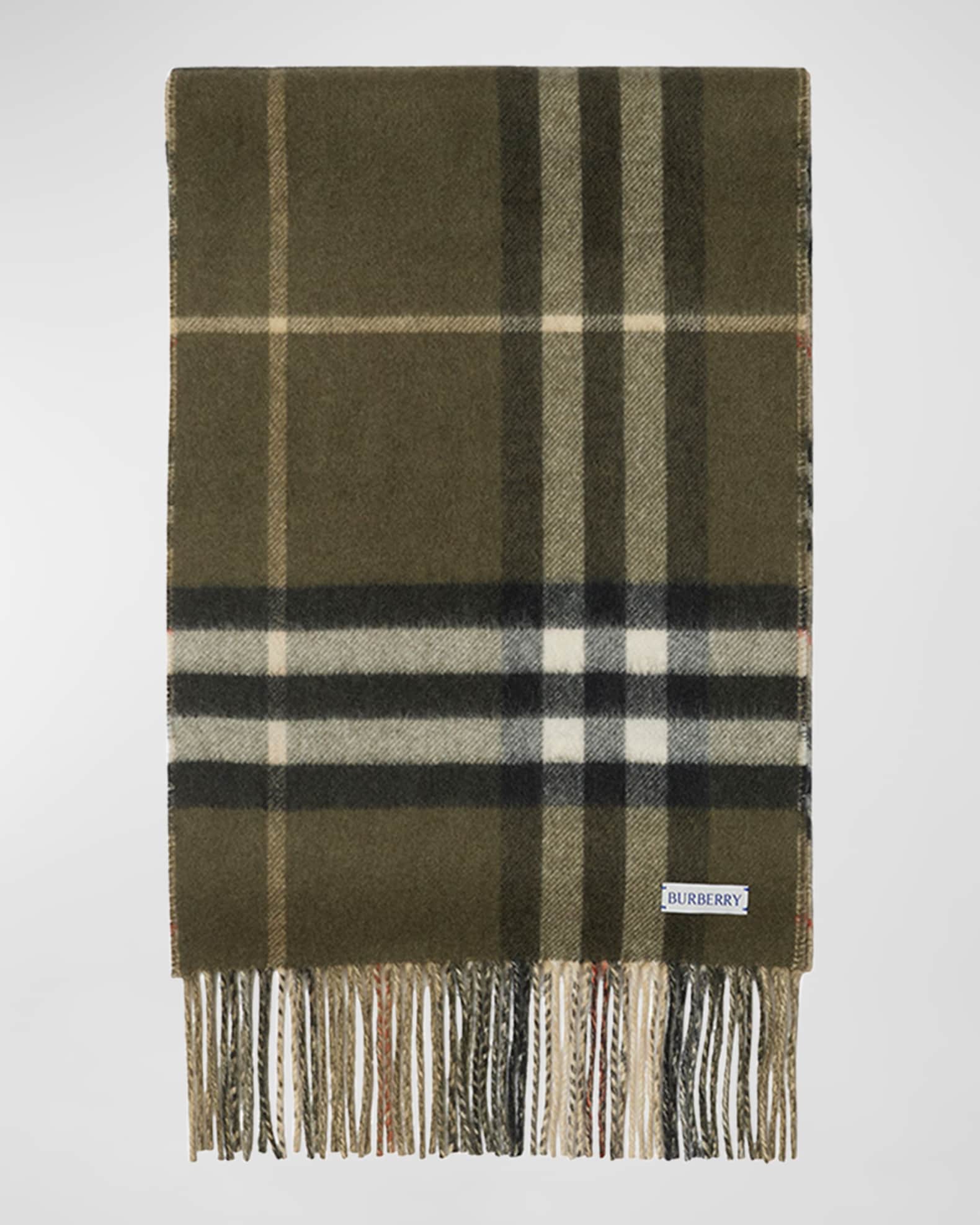 Burberry Reversible Green Check Cashmere Scarf | Neiman Marcus