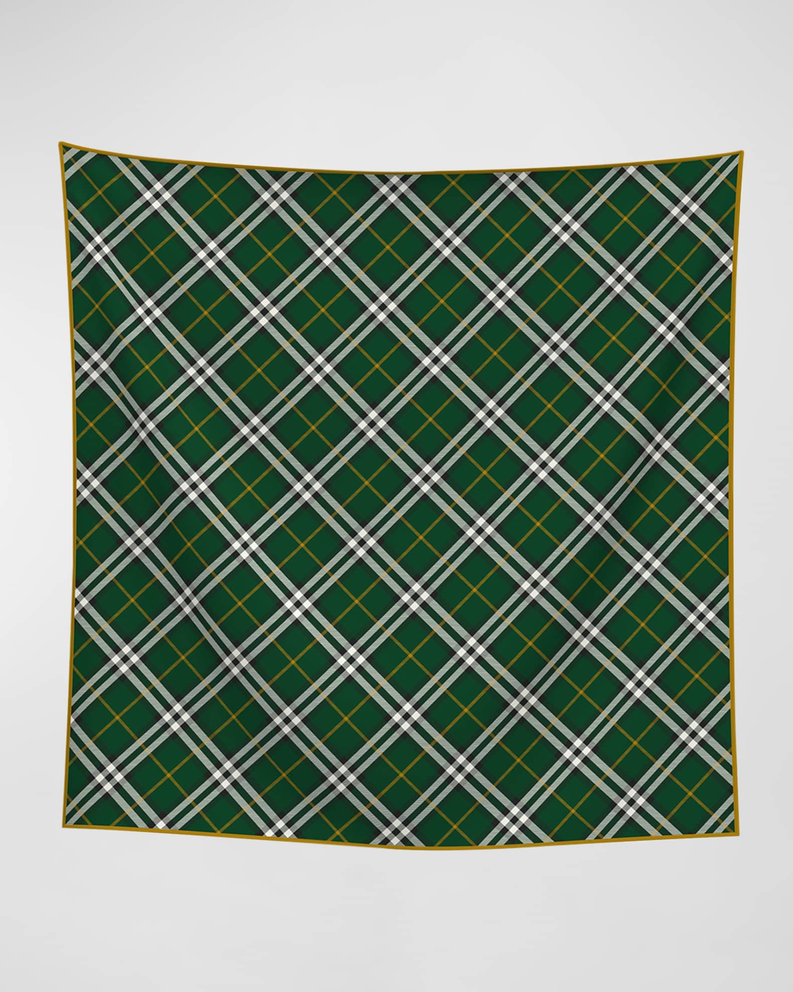 Burberry Green Check Silk Square Scarf | Neiman Marcus